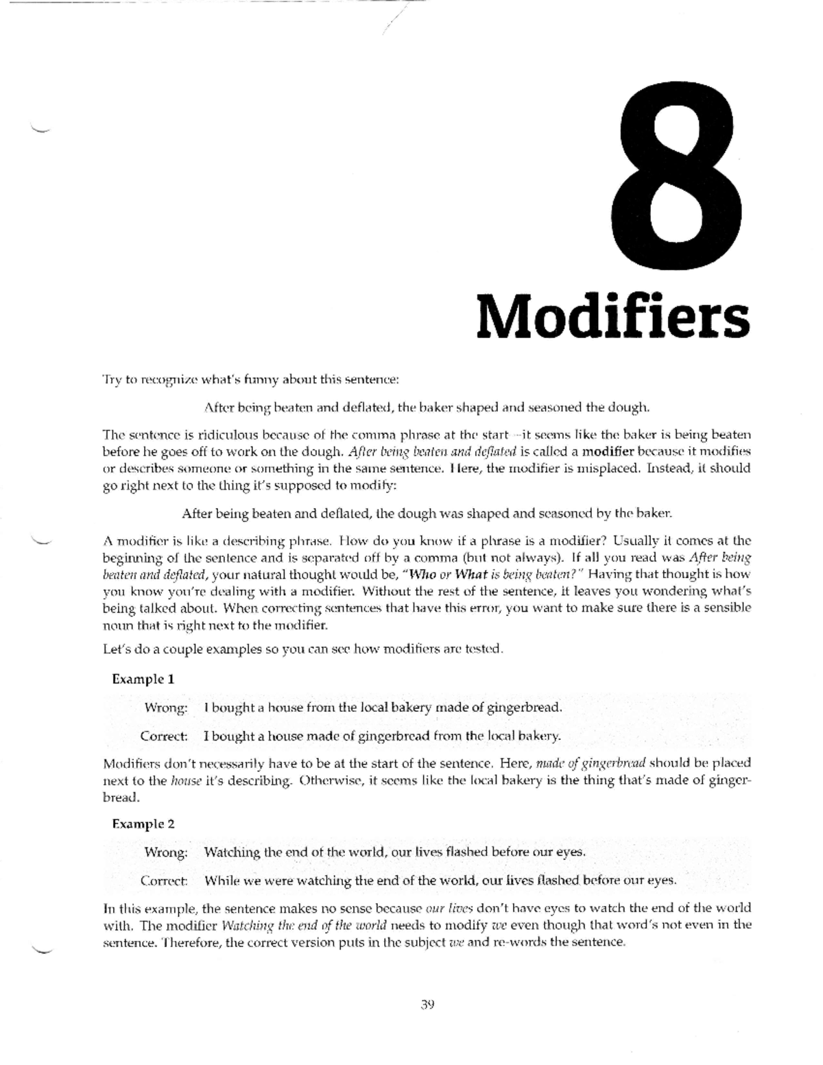 ACT English.Chapter 8. misplaced modifiers.College Panda - Modifiers ...