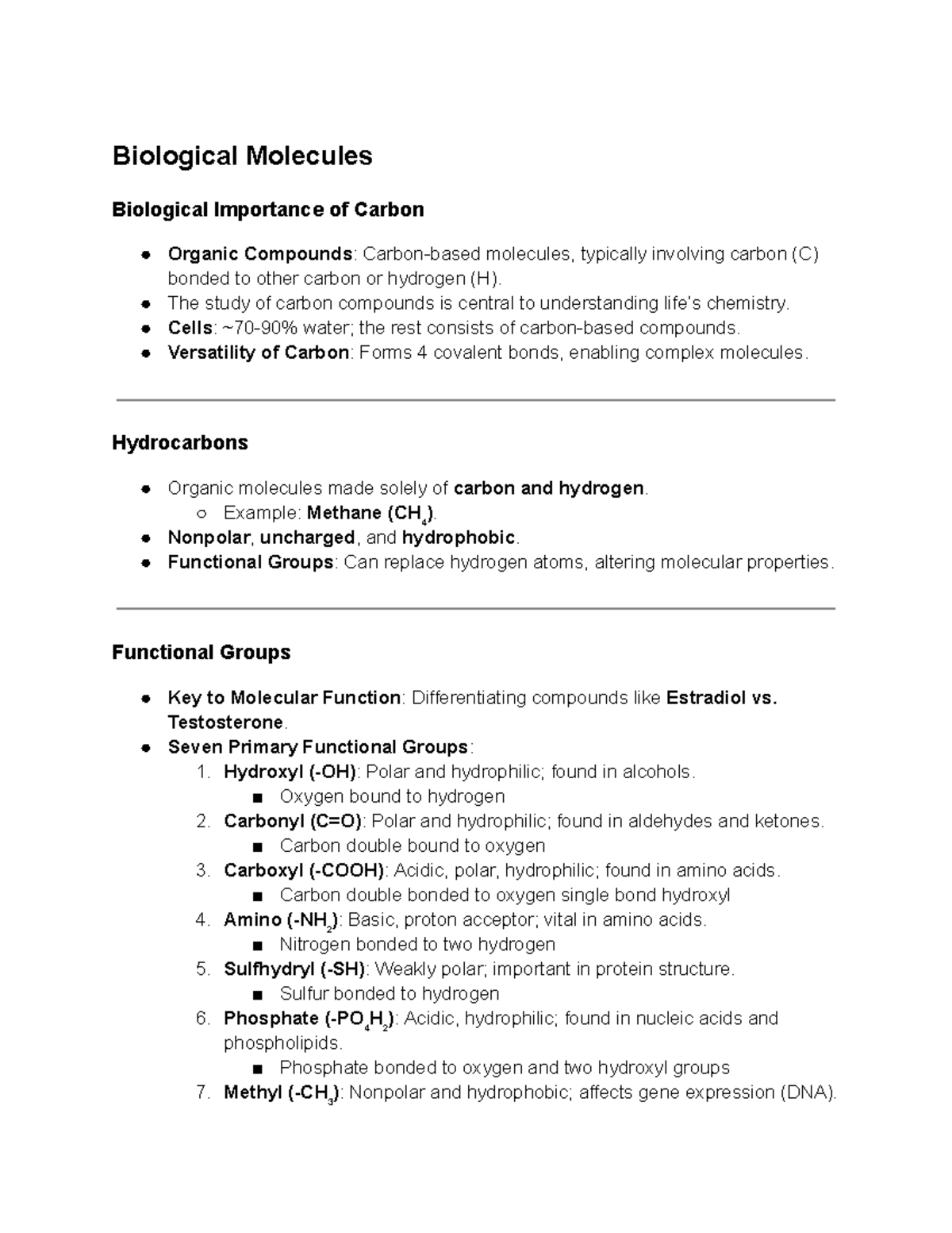 Bio-Lecture 3 - Google Docs - Biological Molecules Biological ...