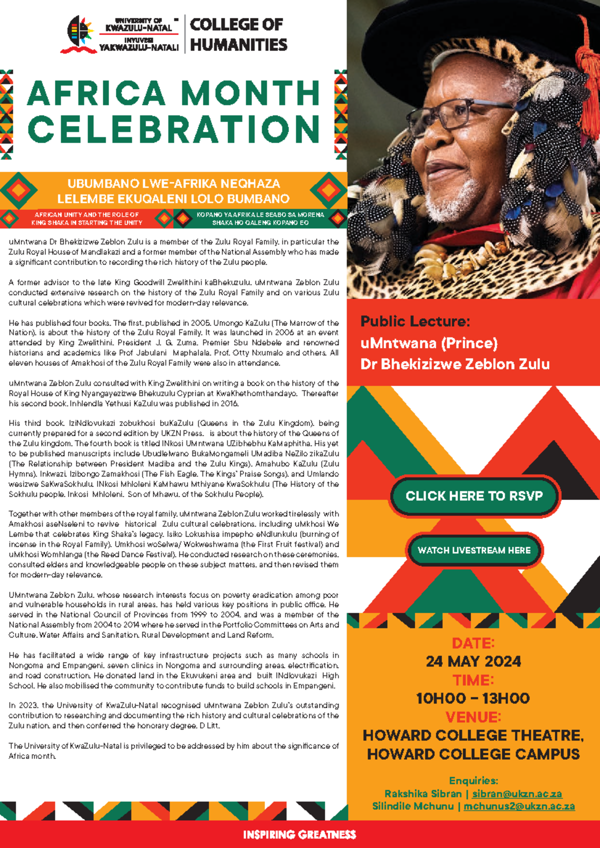 Public Lecture Mntwana Dr Bhekizizwe Zeblon Zulu - uMntwana (Prince) Dr ...