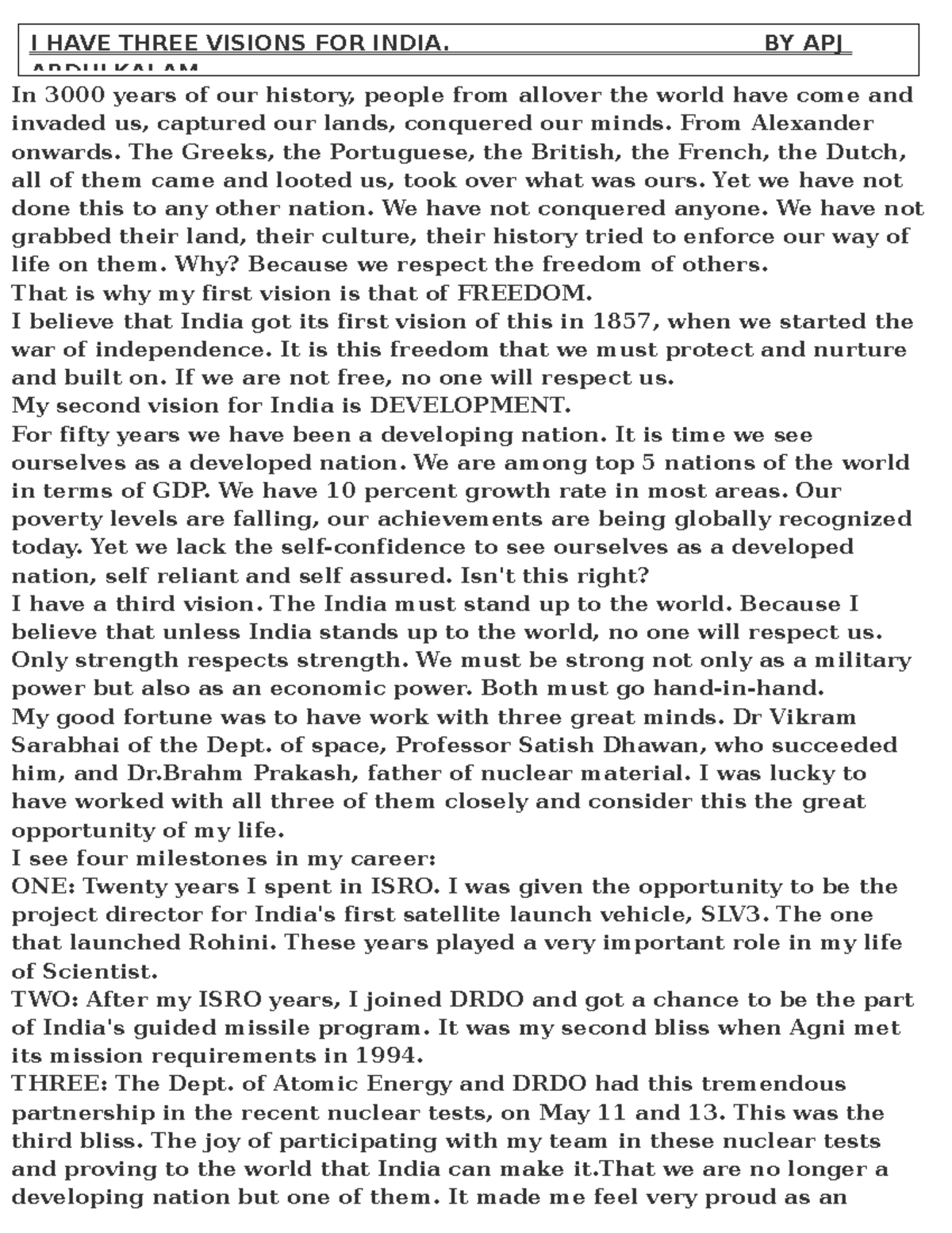 B.A. COMPULSORY ENGLISH DOCUMENTS SEM 3 G.U - In 3000 years of our ...