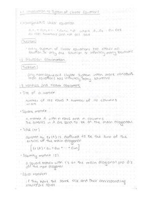 Linear Algebra Course Outline Mathematics Department Science Program