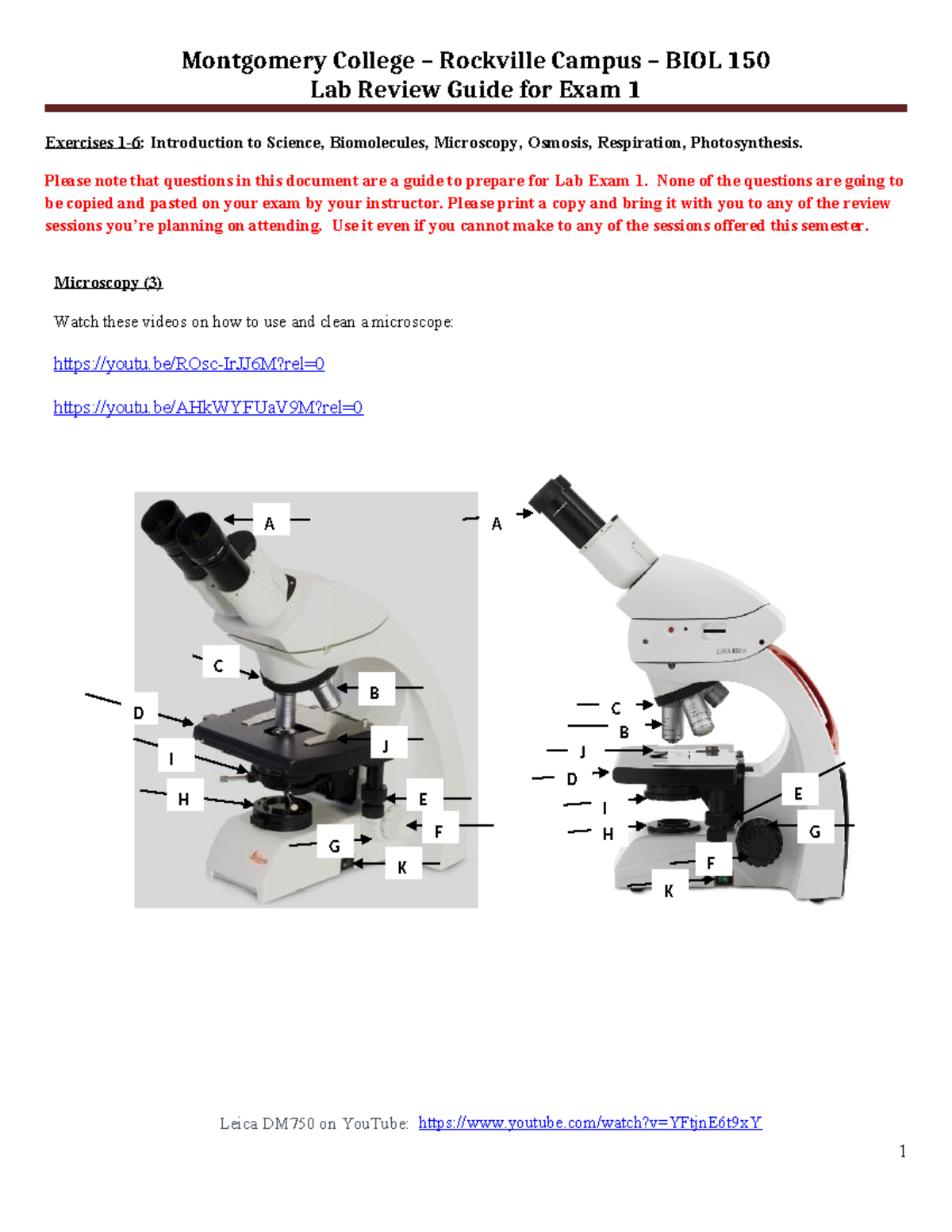 Biol 150 Lab Exam 1 Review FALL2020(1) - Montgomery College – Rockville ...