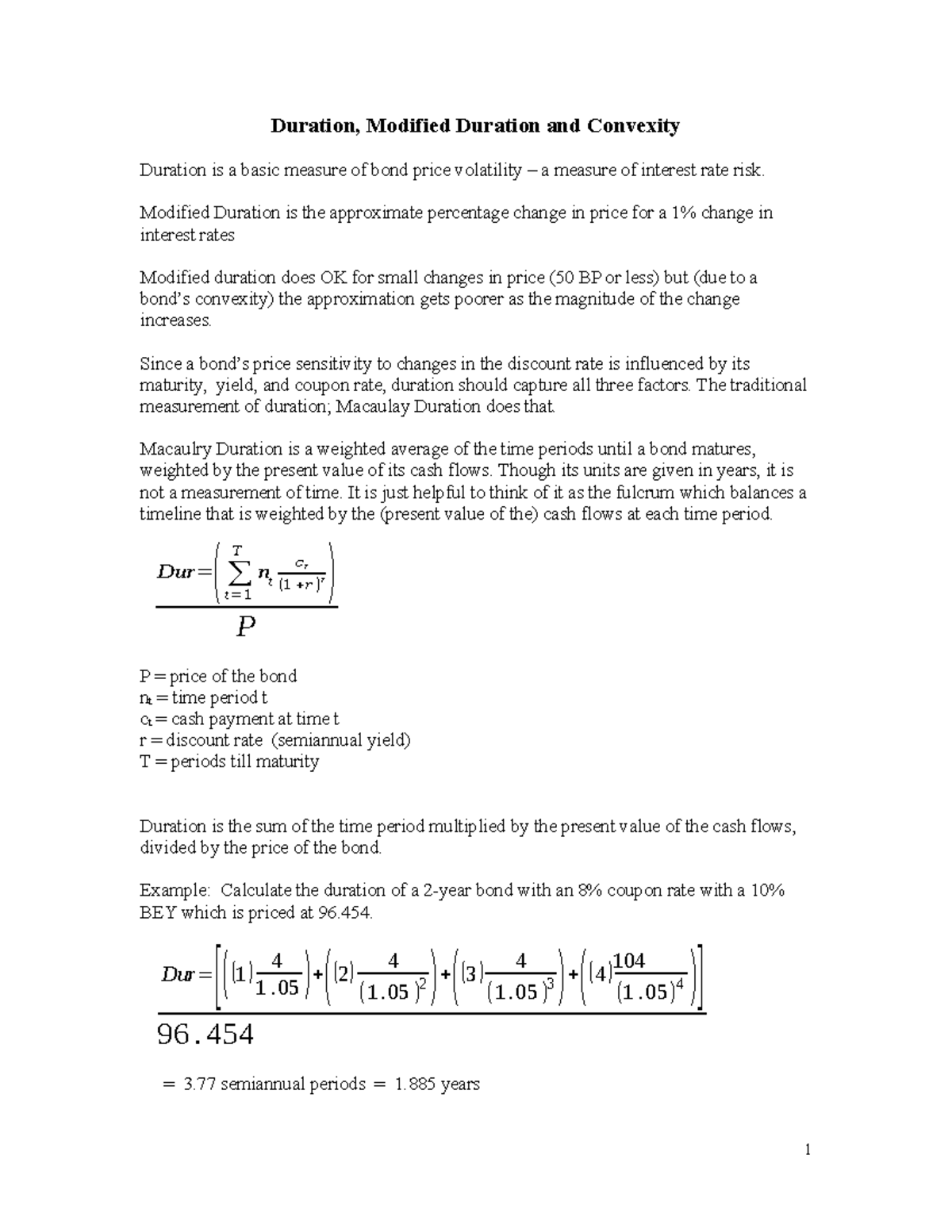Duration Modified Duration And Convexity 2 Duration Modified Duration And Convexity Duration