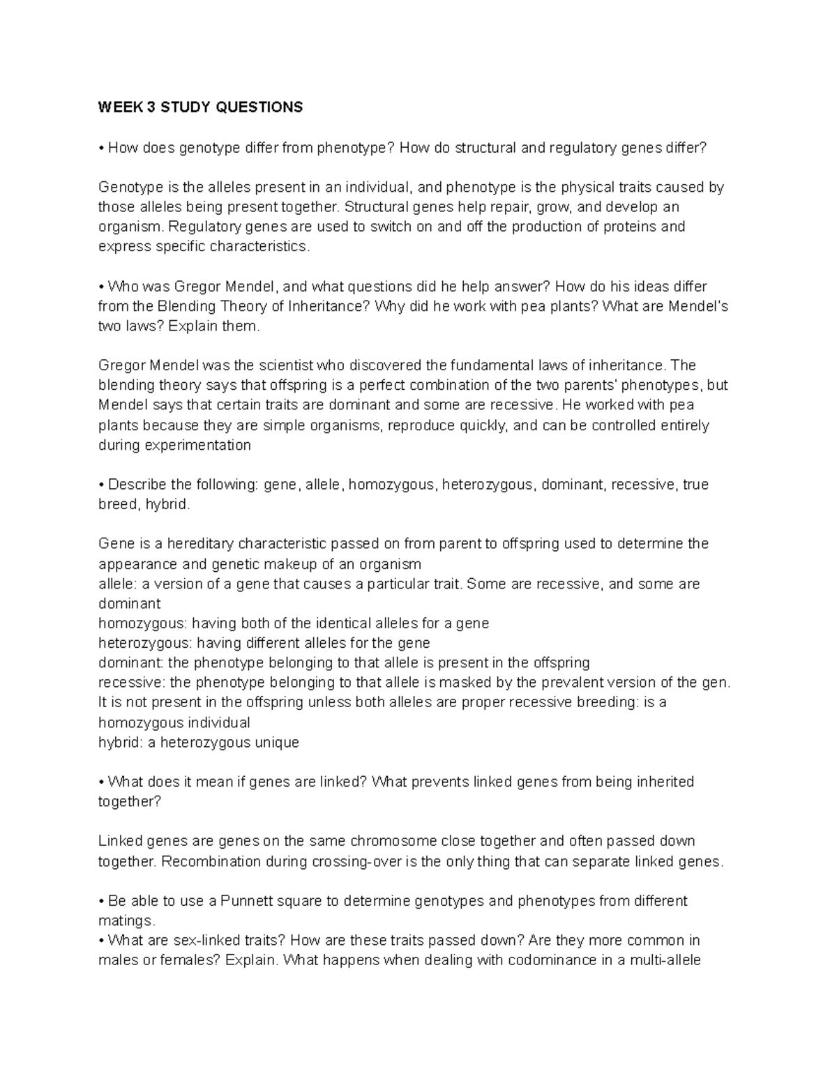 Week 3 Study Questions - Fall 2022 Semester, taught by Professor Paula ...