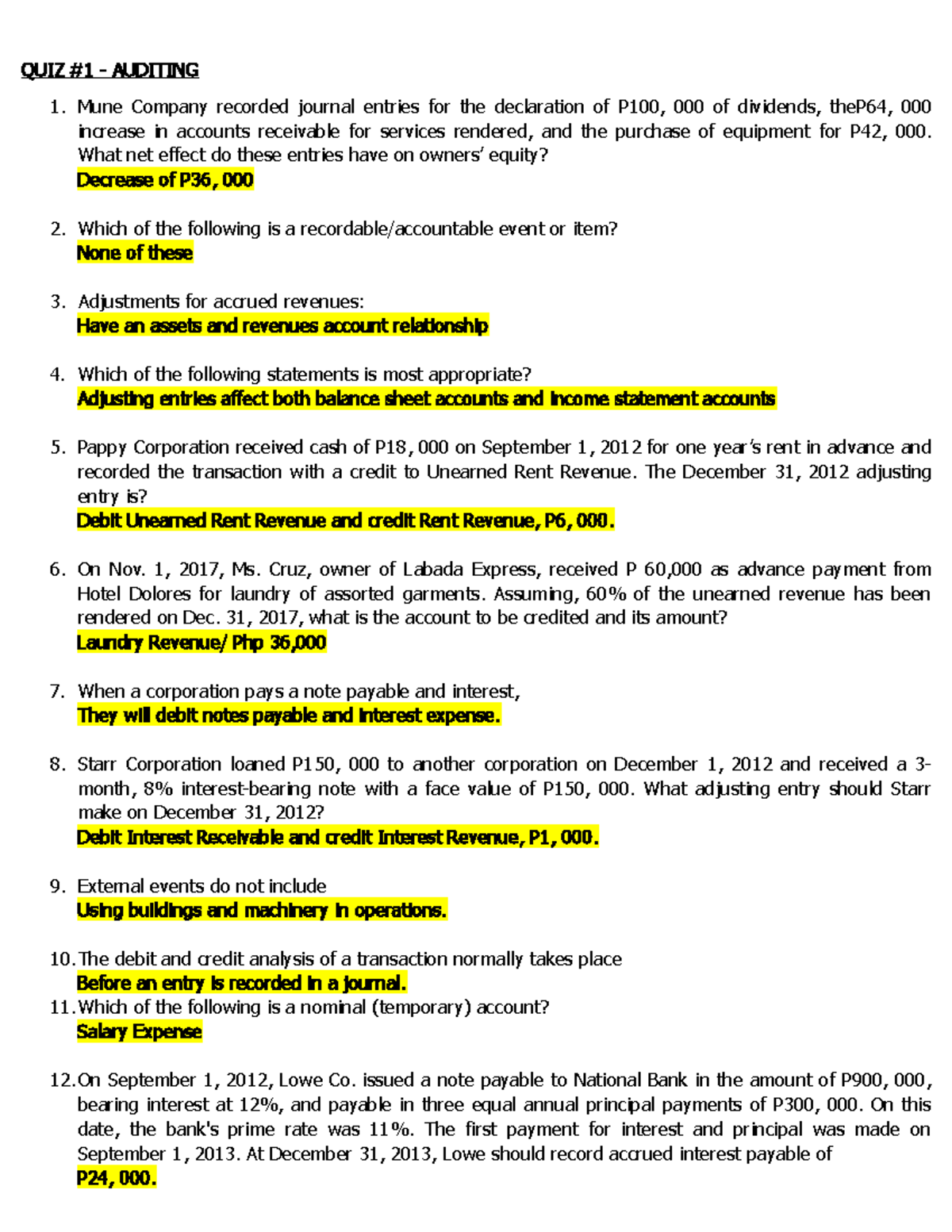 Auditing-Reviewer-Compilation - QUIZ # 1 - AUDITING Mune Company ...