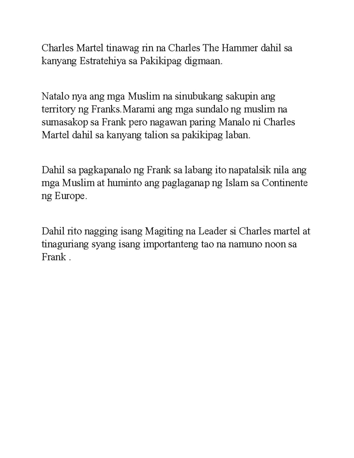 Charles Martel tinawag rin na Charles The Hammer dahil sa kanyang ...