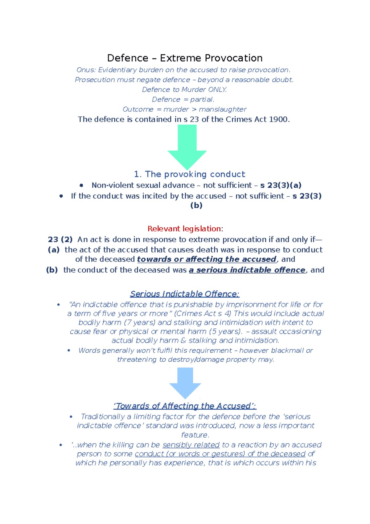 Defence - Extreme Provocation - Defence – Extreme Provocation Onus ...