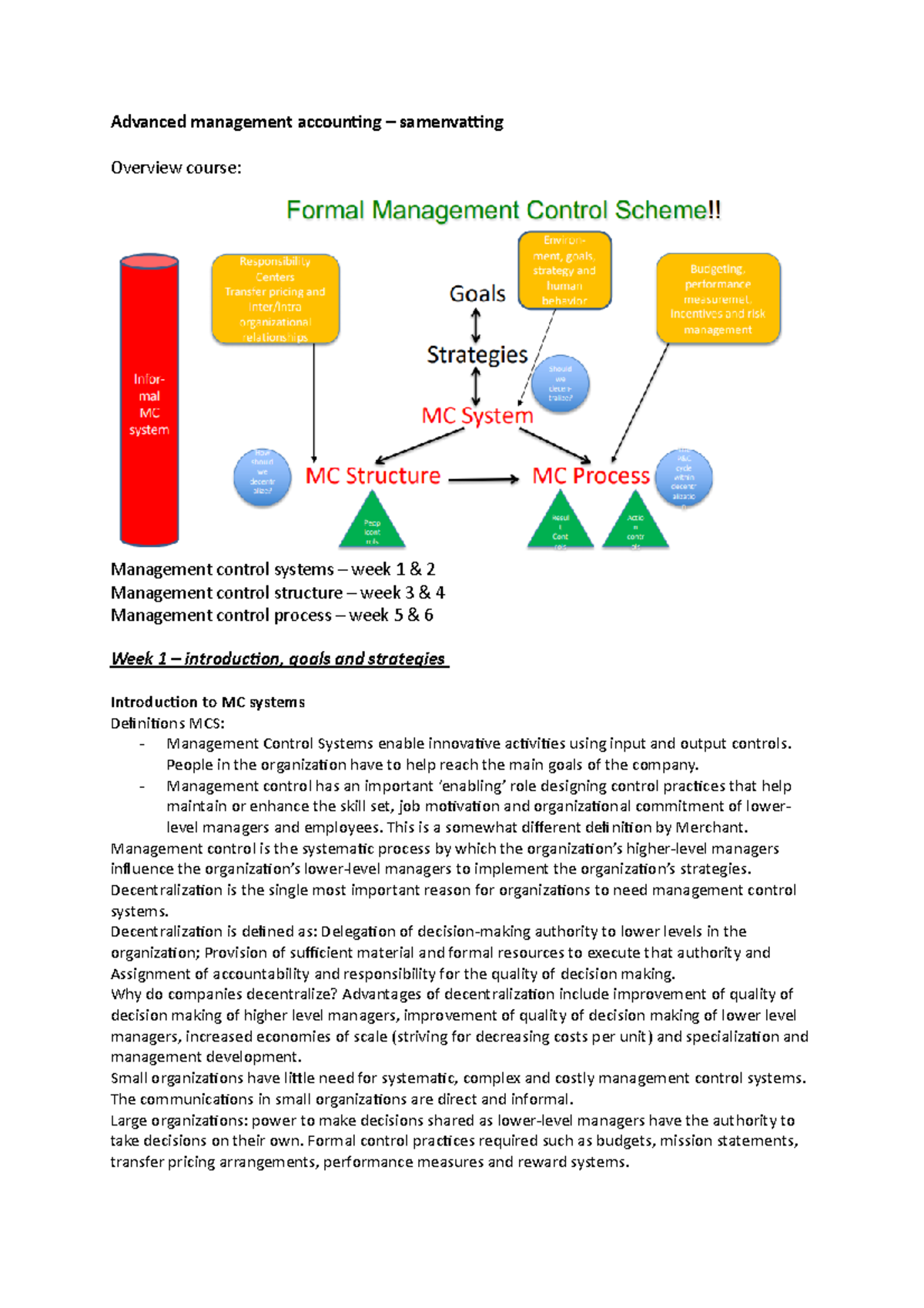 Advanced management accounting samenvatting - Advanced management accounting – samenvatting ...