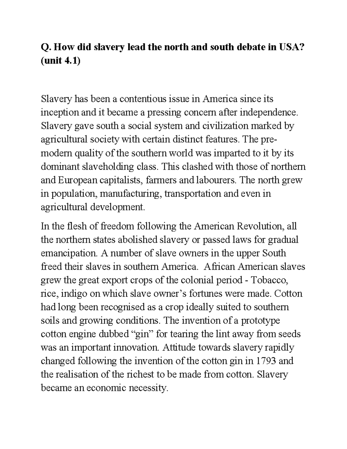Slavery in America - Q. How did slavery lead the north and south debate ...