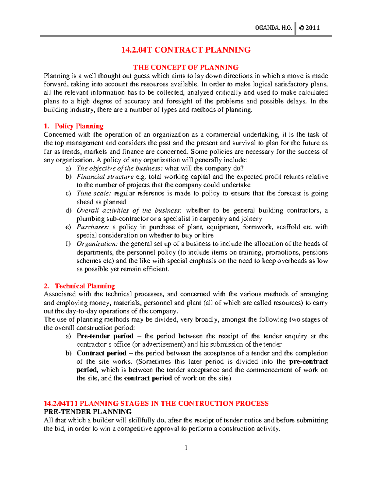 CAP 4 Contract Planning - 14.2 CONTRACT PLANNING THE CONCEPT OF ...