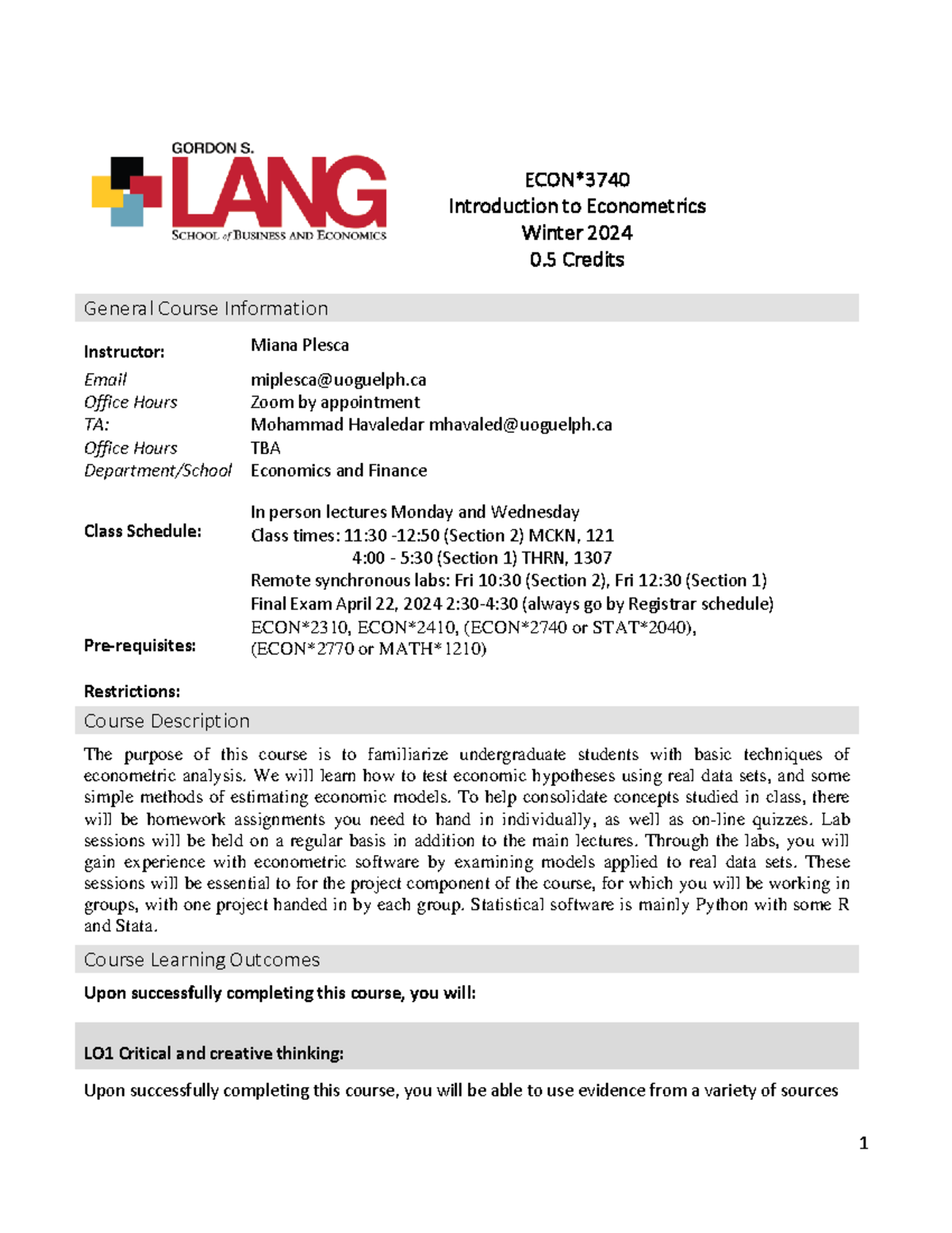 ECON 3740 W24 MP - ECON* Introduction to Econometrics Winter 2024 0 ...