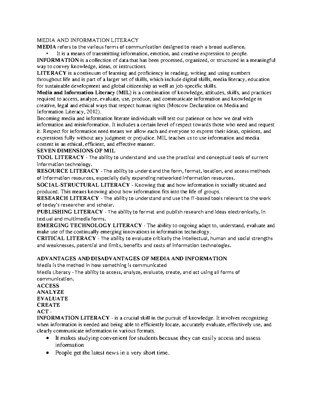 Reiewer - REVIEWER for BEED - MEDIA AND INFORMATION LITERACY MEDIA ...
