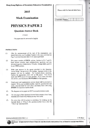 Mockpaper 2017-DSE-PHY Solution - Discovering Physics - Studocu