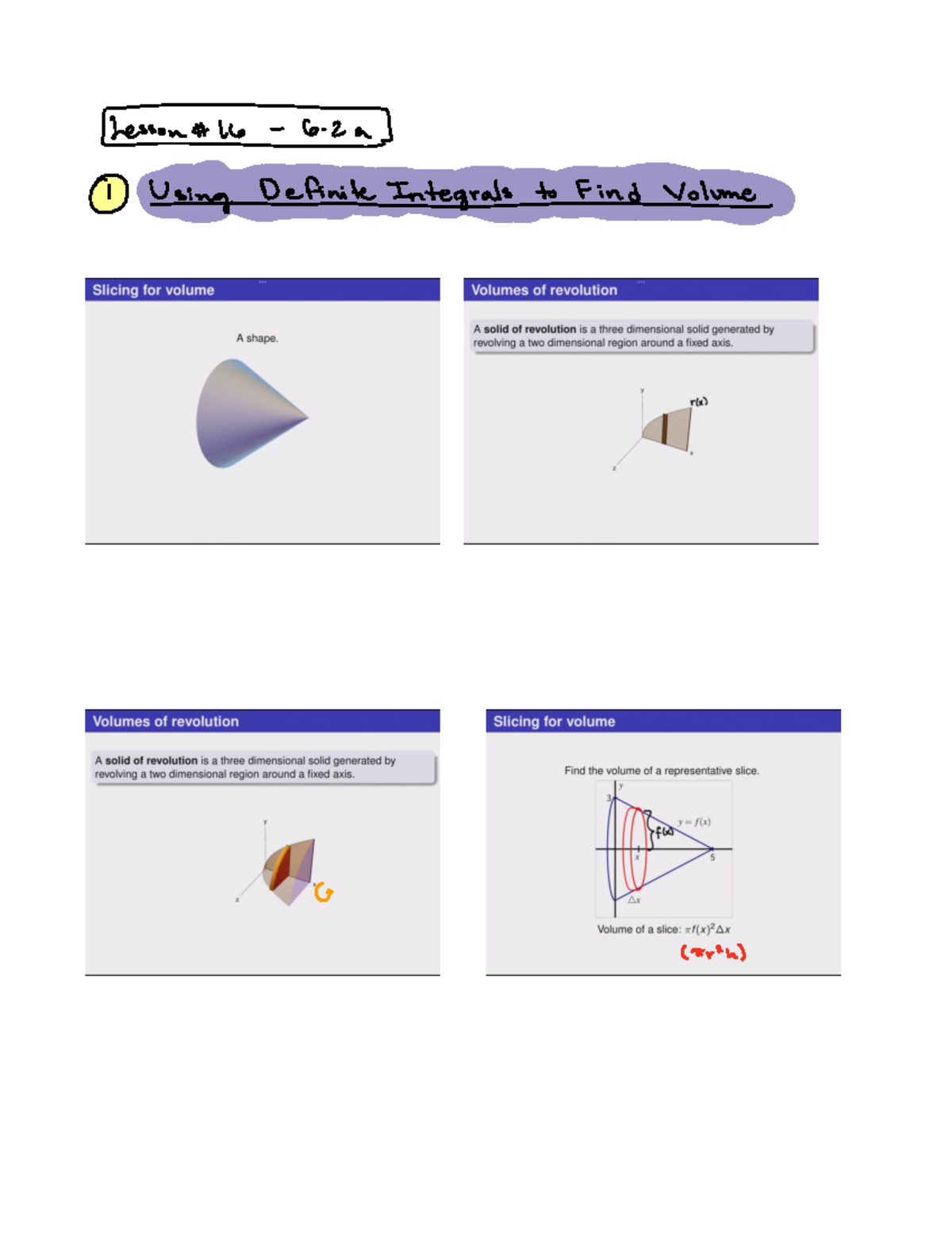 6.2a-Using Definite Integrals to Find Volume - hessont TL 16 UsingDefiniteIntegralstofindyolume ...