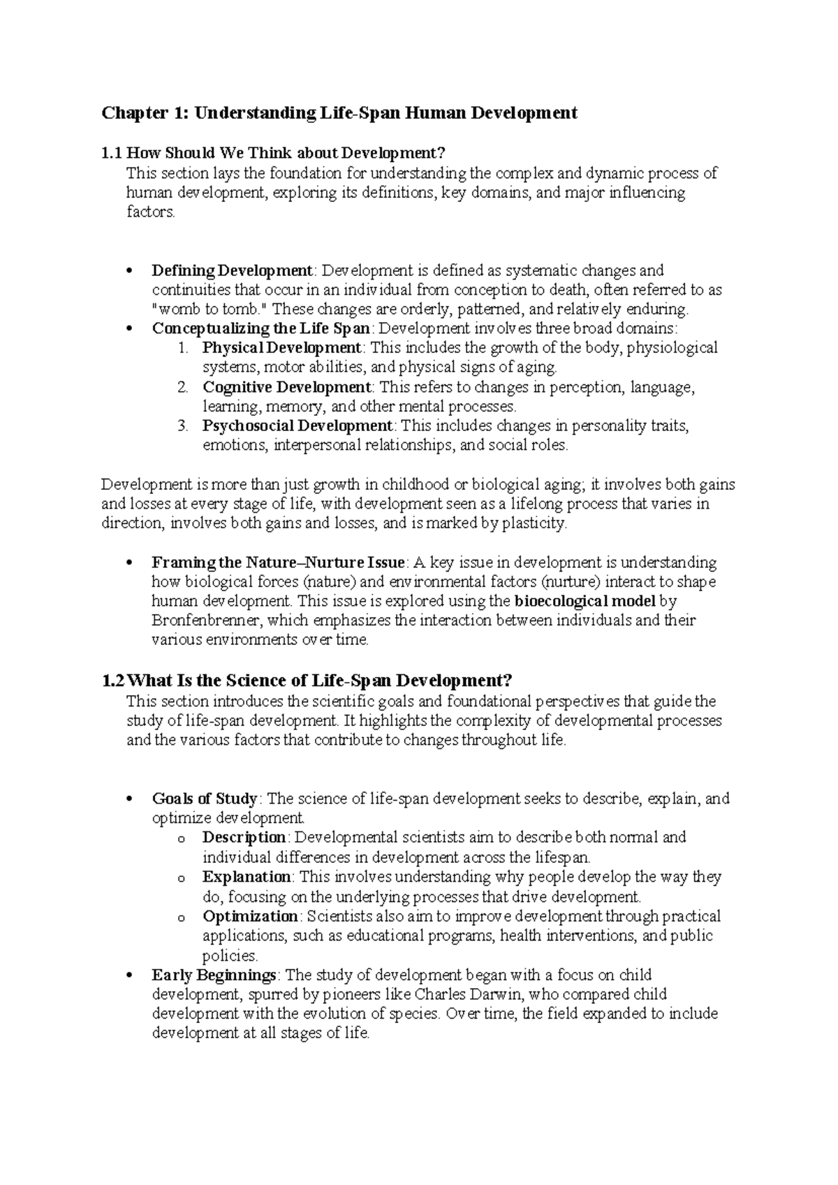 Chapter 1 understanding Life Span - Defining Development: Development ...