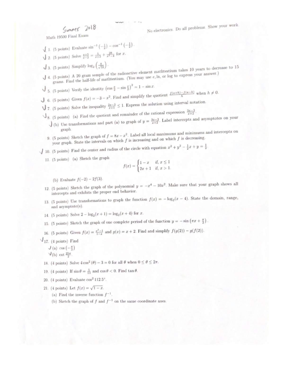 Math 19500 Final Exam Practice - MATH 19500 - Studocu