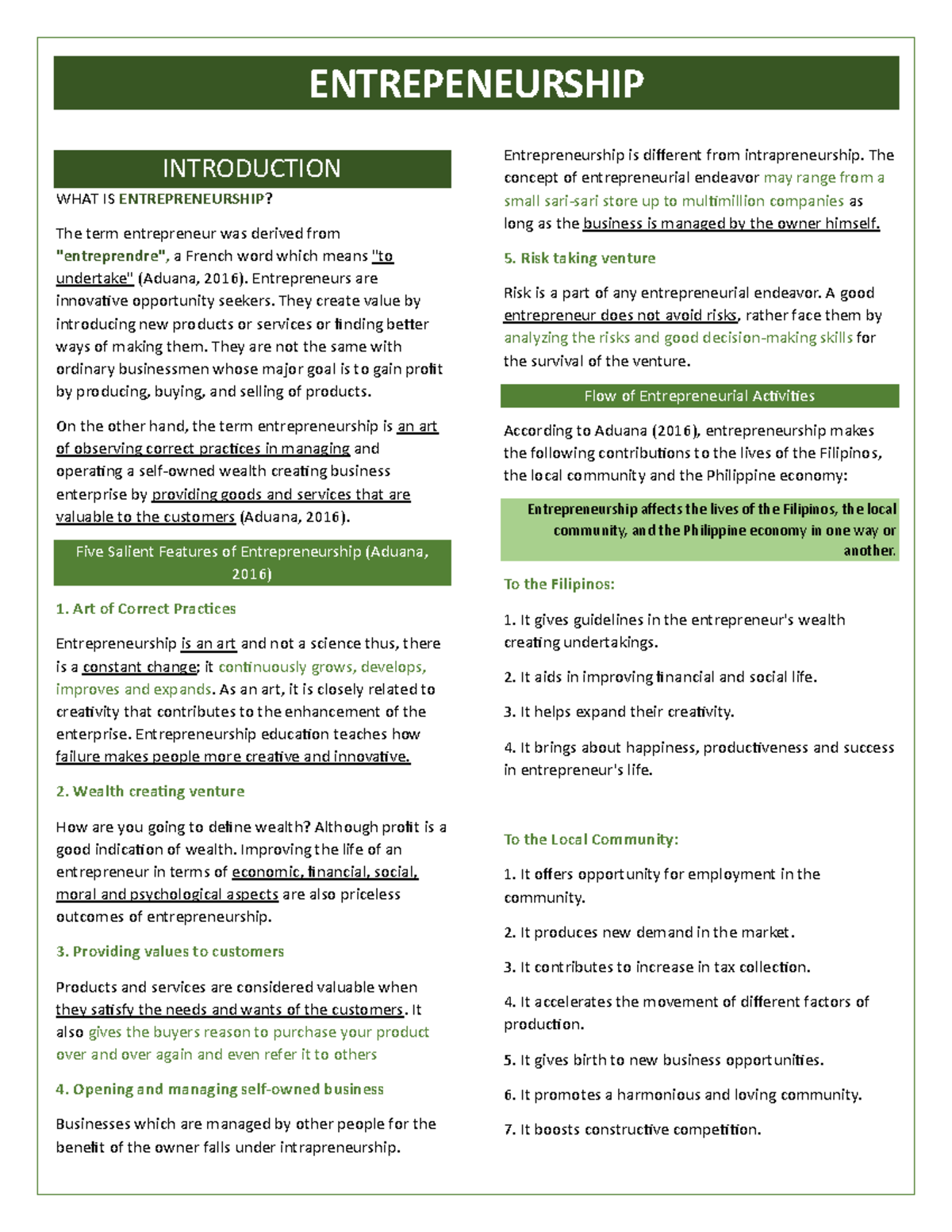 Entrepeneurship E1 - ENTREPENEURSHIP INTRODUCTION WHAT IS ...