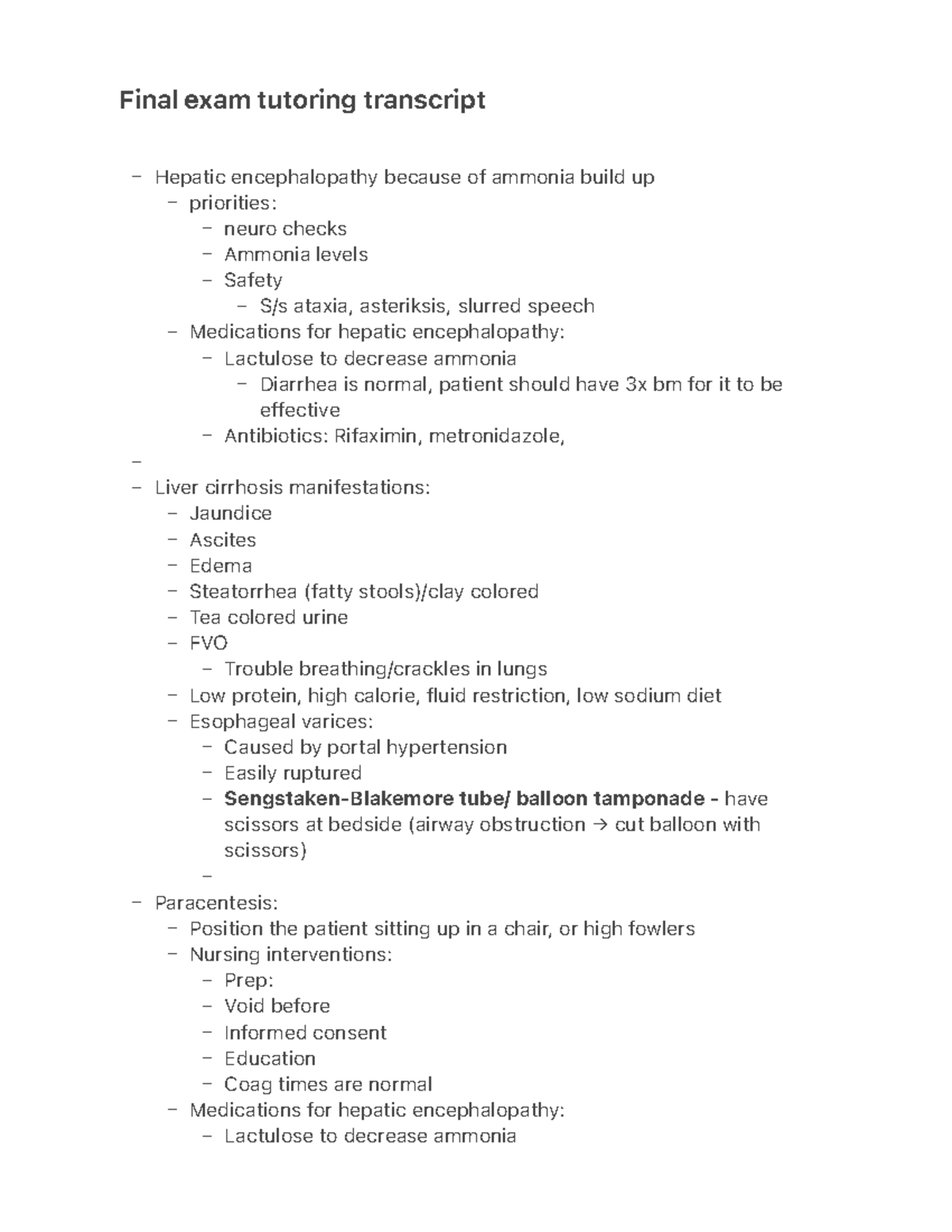Final exam tutoring transcript
