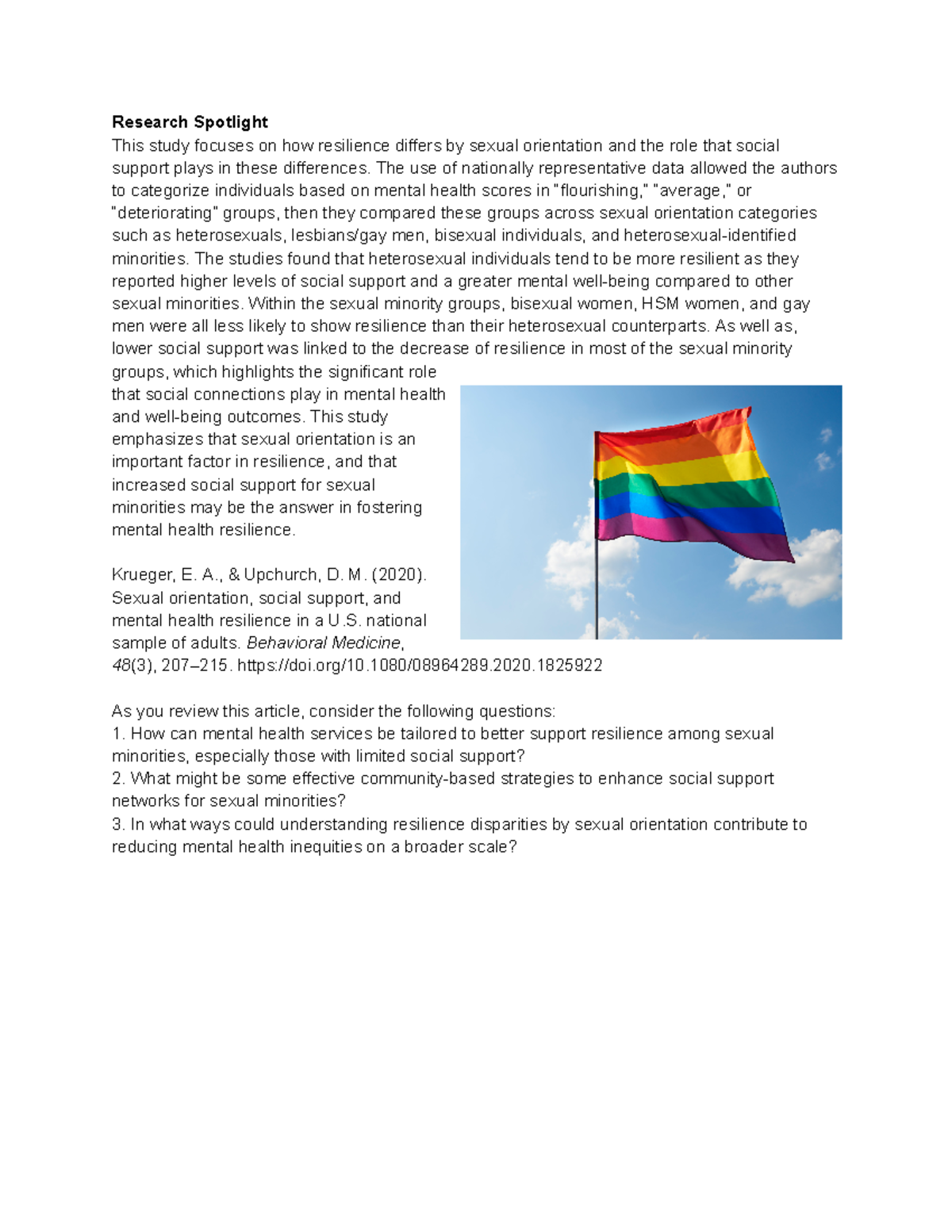 Research Spotlight , - assignment - Research Spotlight This study ...