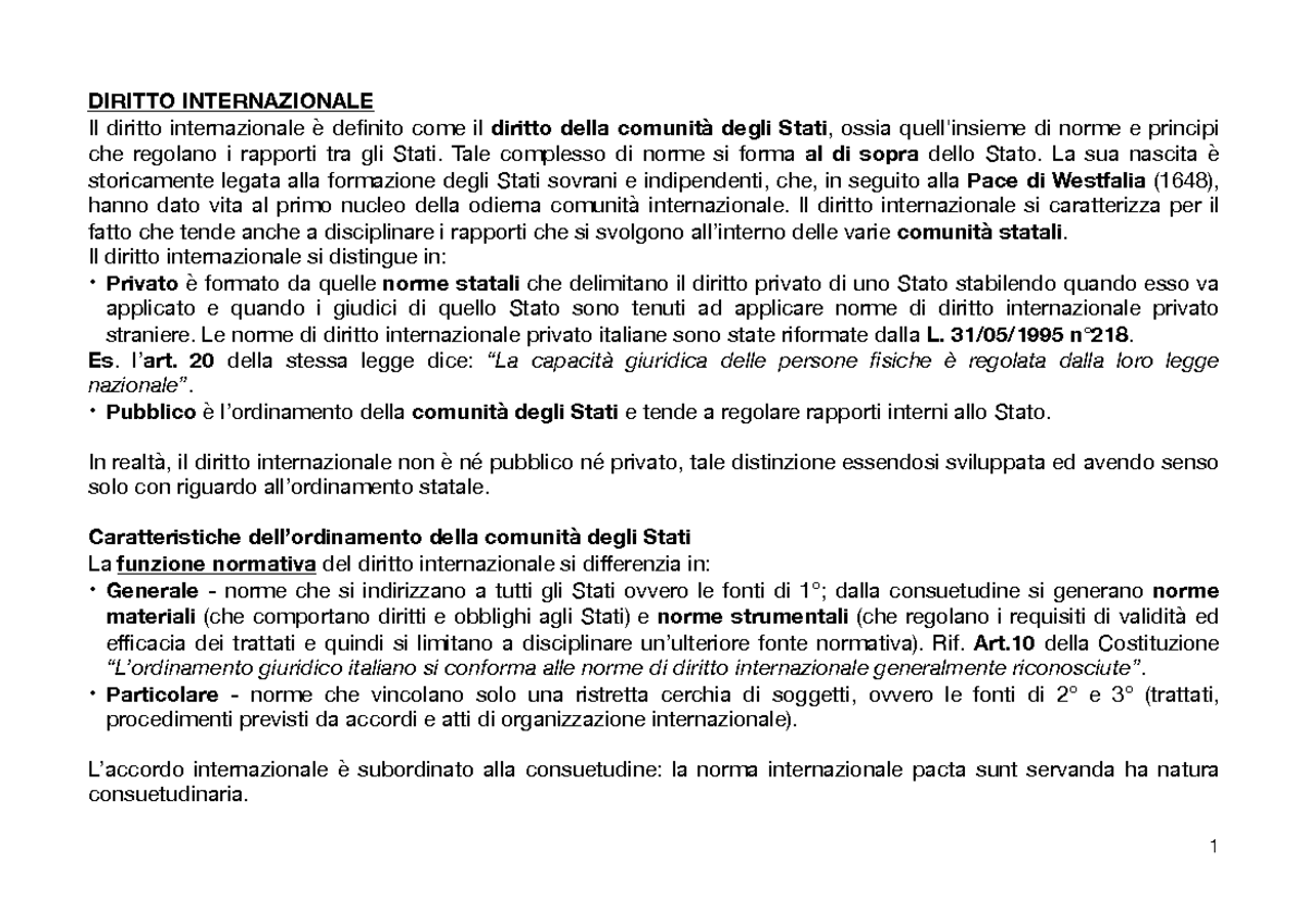 Diritto Internazionale pdf - DIRITTO INTERNAZIONALE Il diritto ...
