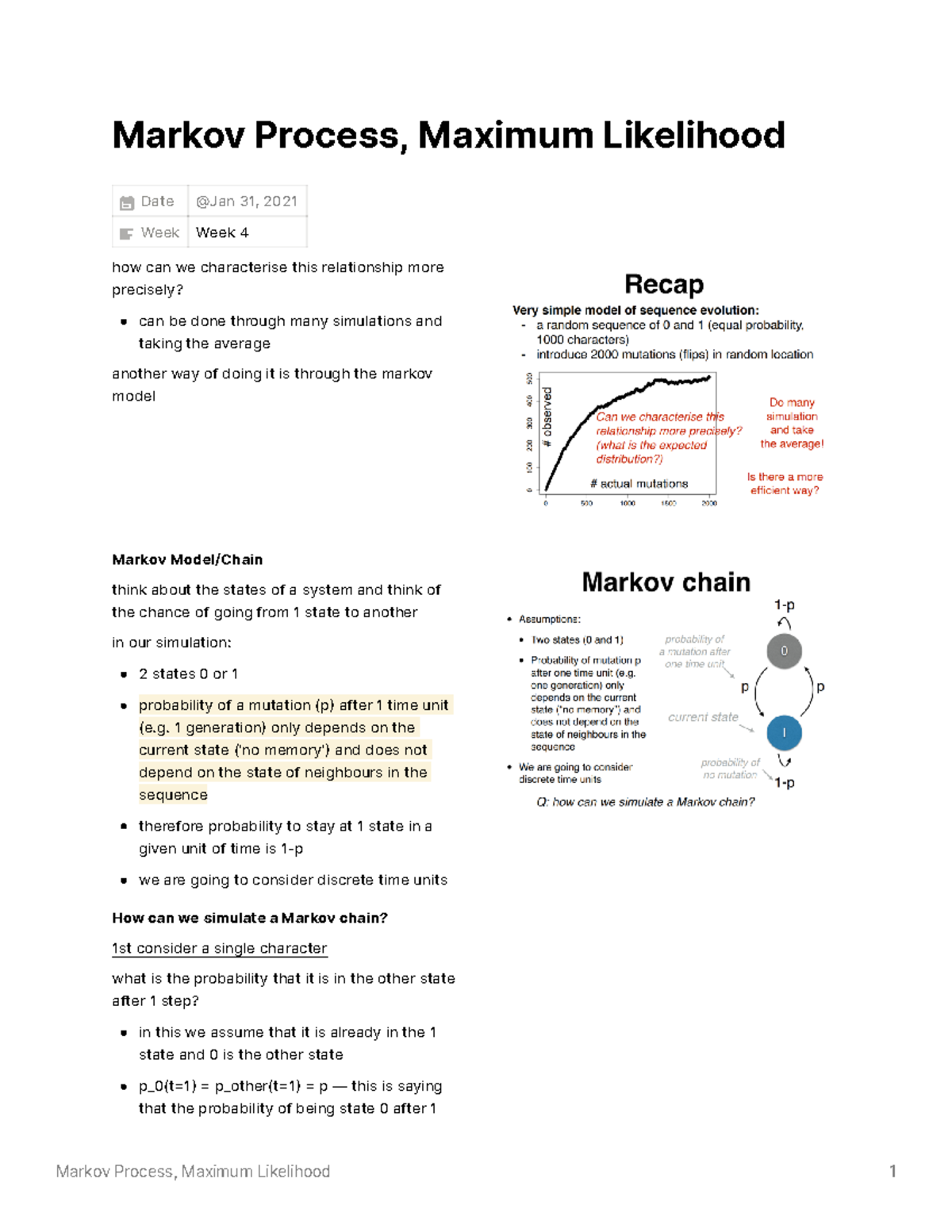 Markov Process Maximum Likelihood Markov Process Maximum Likelihood Date Week Week 4 How Can