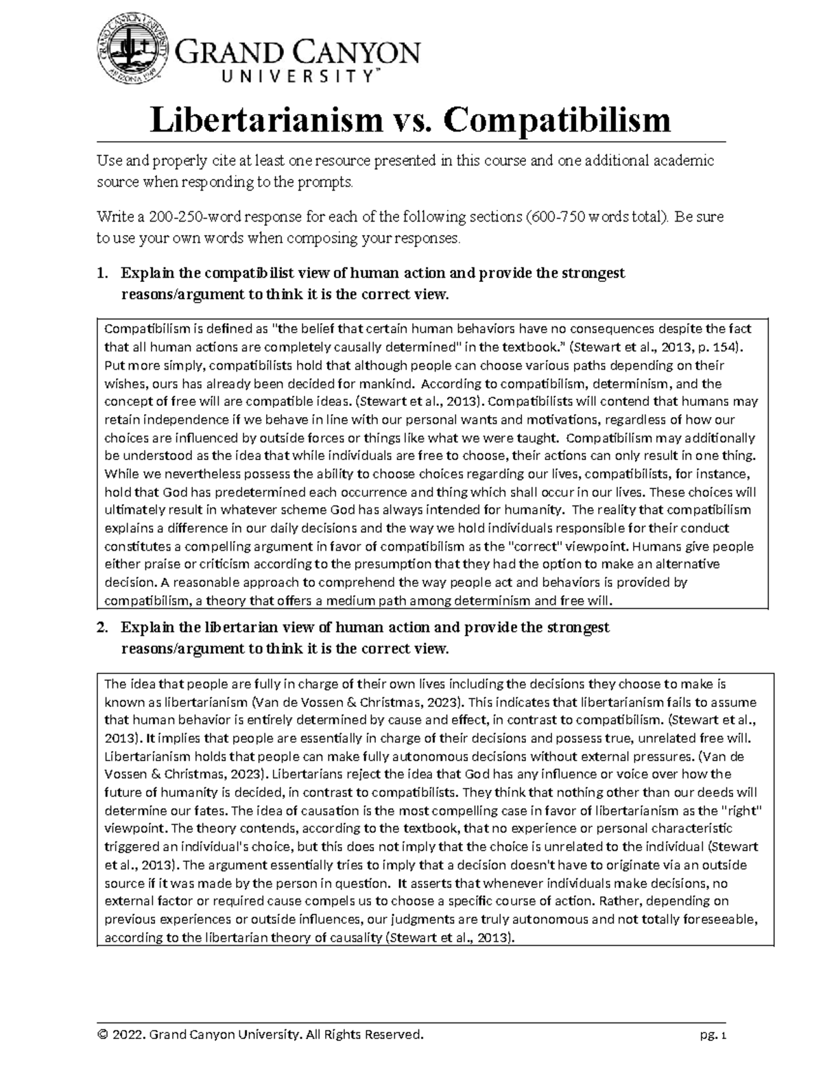 PHI 103 RS T5Libertarianism Compatibilism Worksheet - Libertarianism vs ...