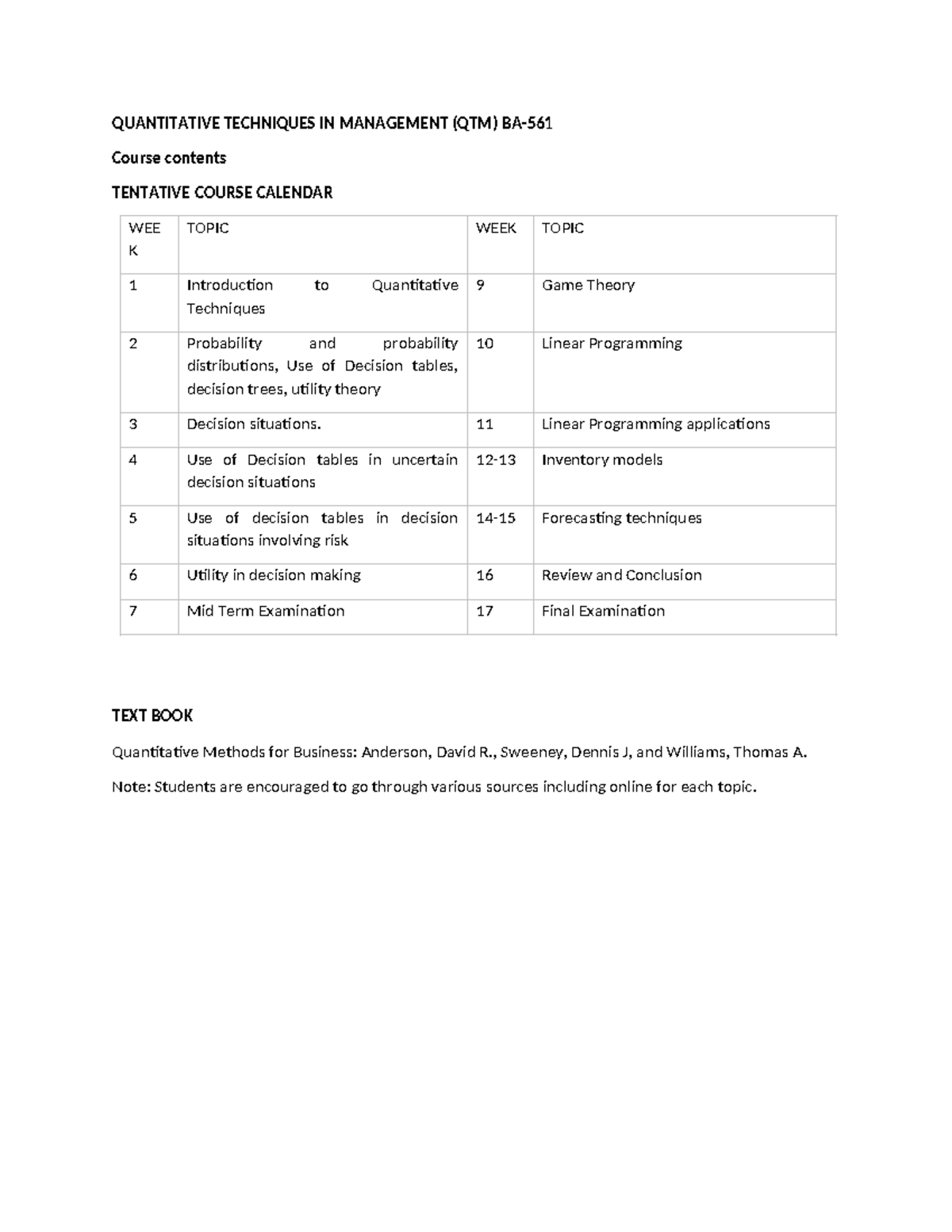 Quantitative Techniques IN Management - QUANTITATIVE TECHNIQUES IN ...