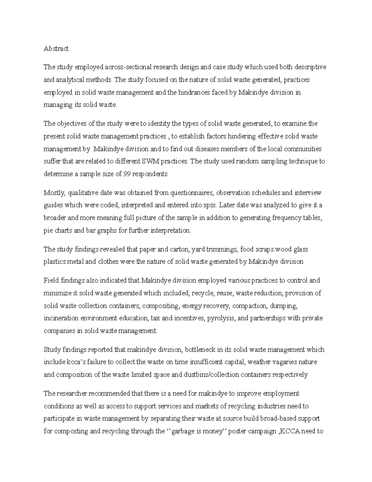 Abstract reveiw - Abstract The study employed across-sectional research ...