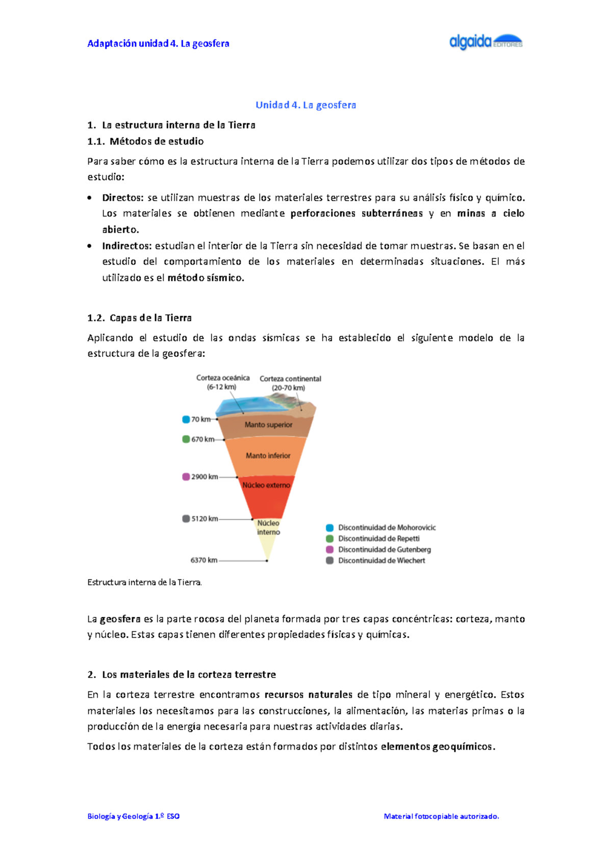Tema 4. La geosfera - Unidad 4. La geosfera 1. La estructura interna de ...