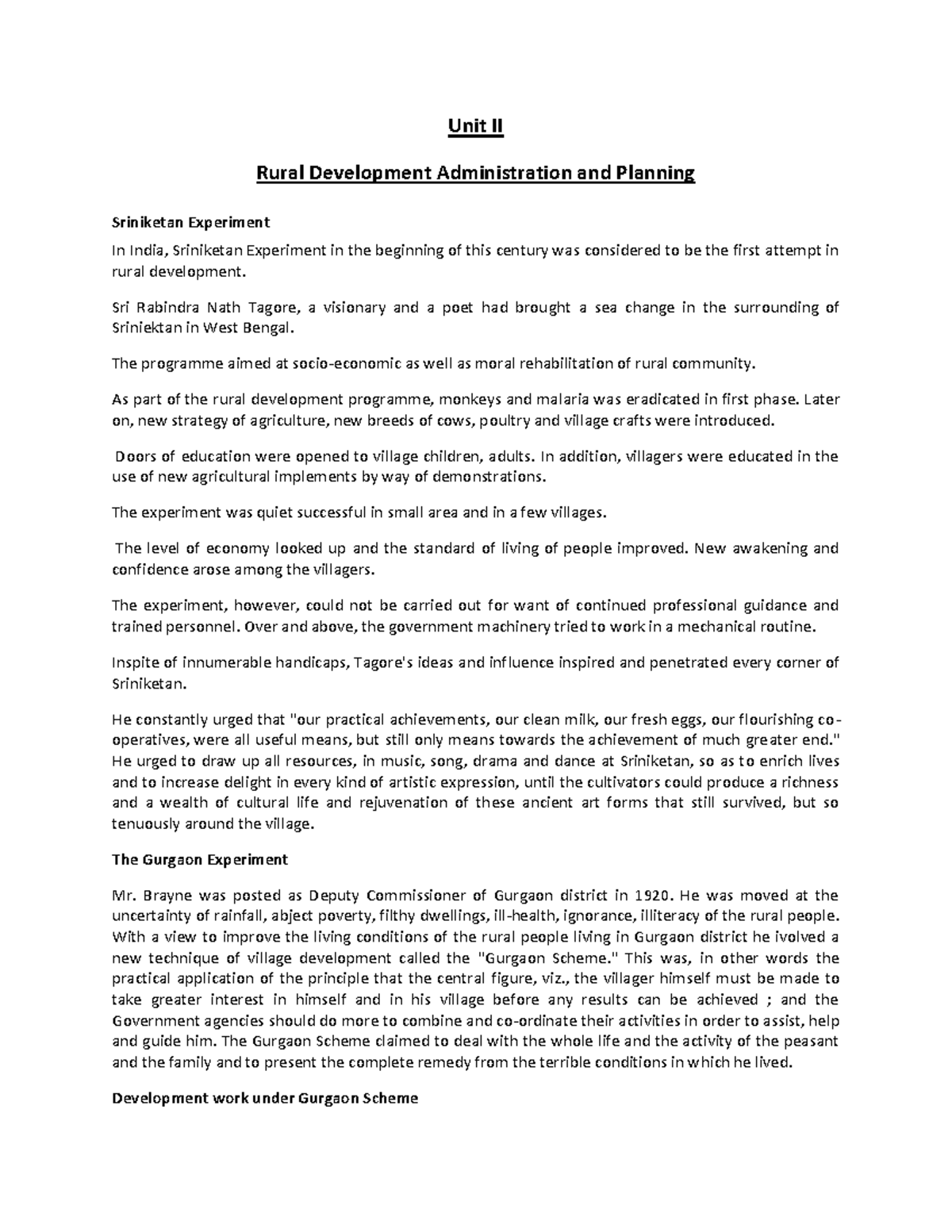 Unit II Rural Development Notes (1) pdf - Unit II Rural Development ...