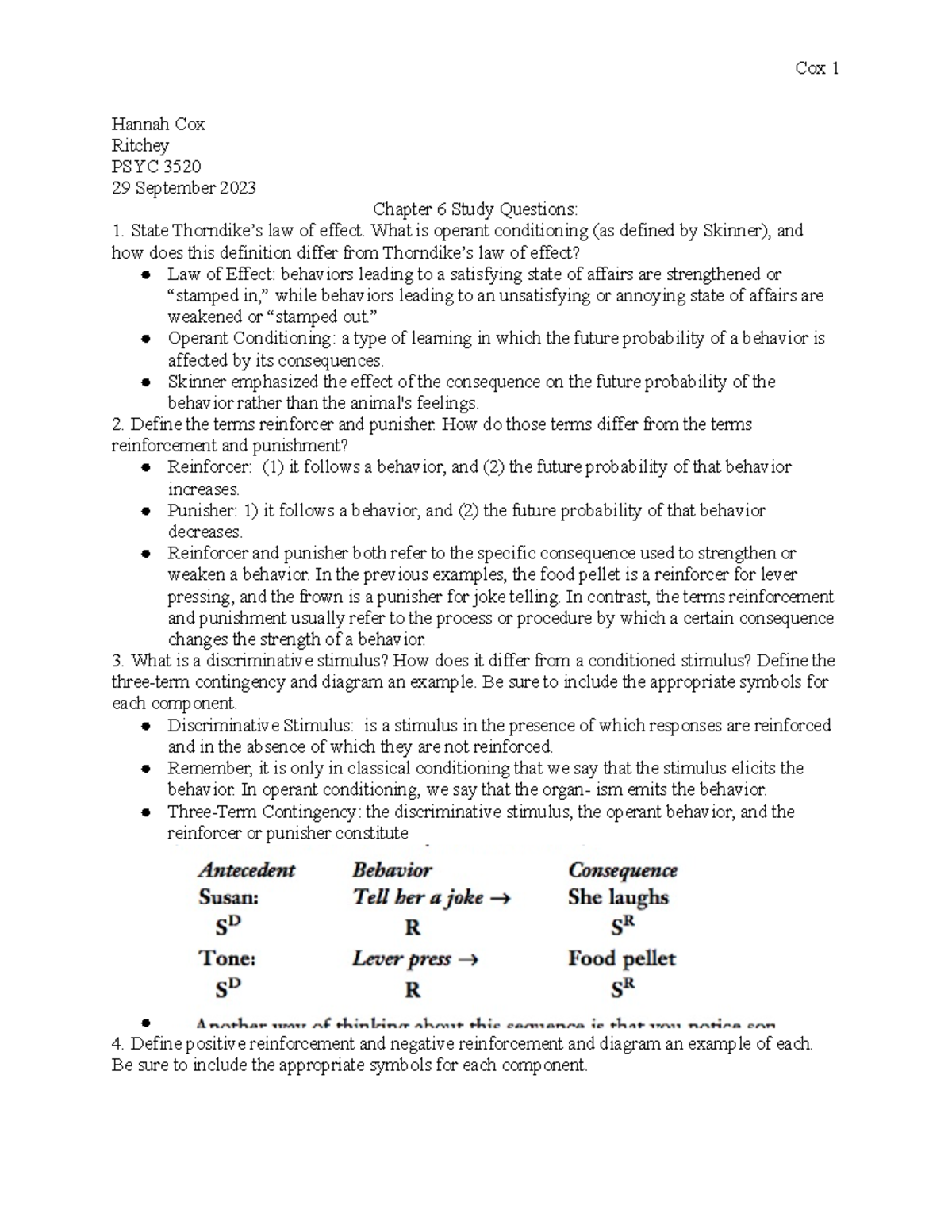 Chapter 6 - Hannah Cox Ritchey PSYC 3520 29 September 2023 Chapter 6 ...