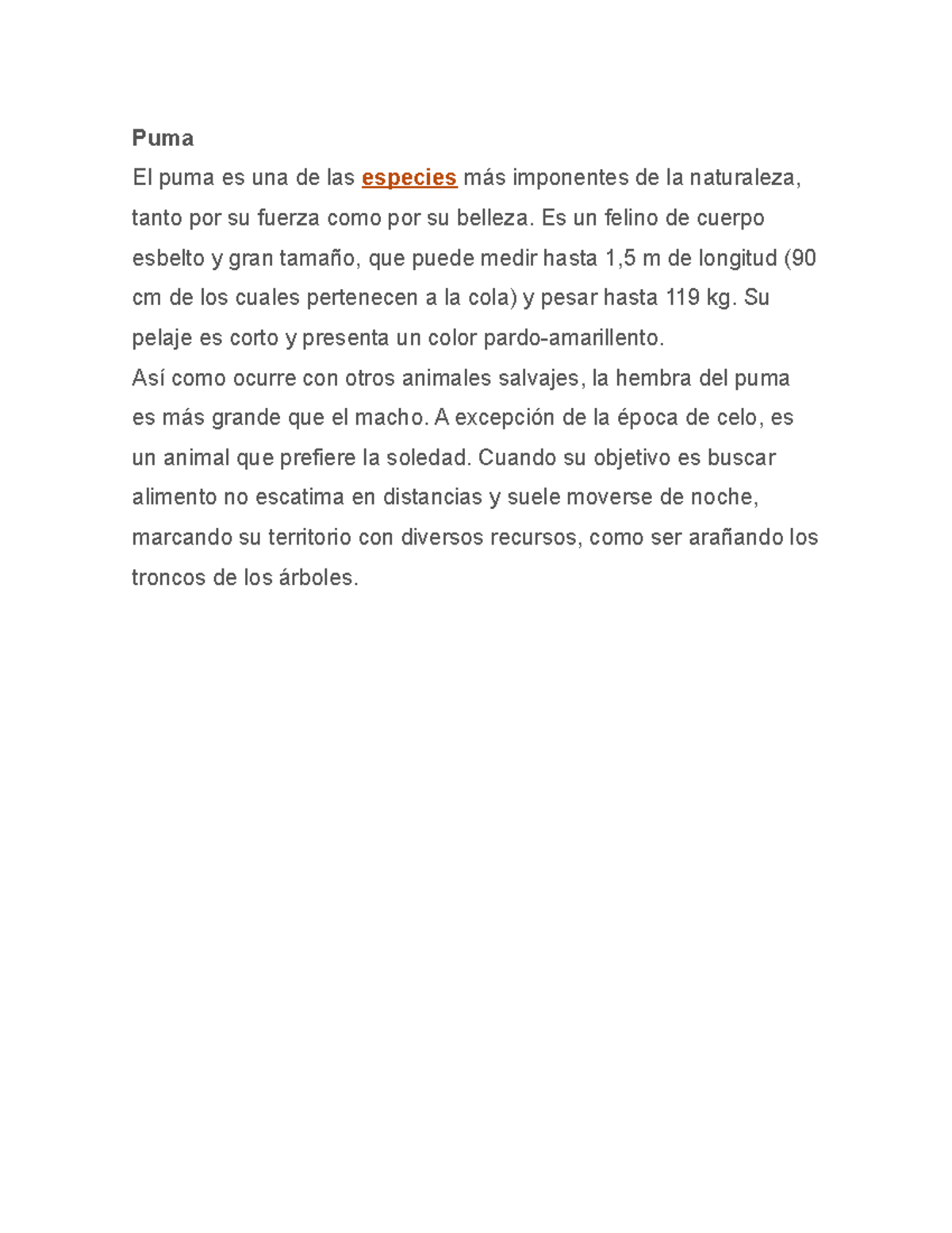 Puma - xcvxv - Puma El puma es una de las especies más imponentes de la ...