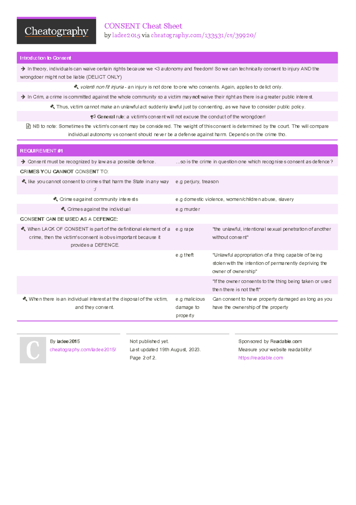 Consent cheat sheet - CONSENT Cheat Sheet by ladee2015 via cheatography ...