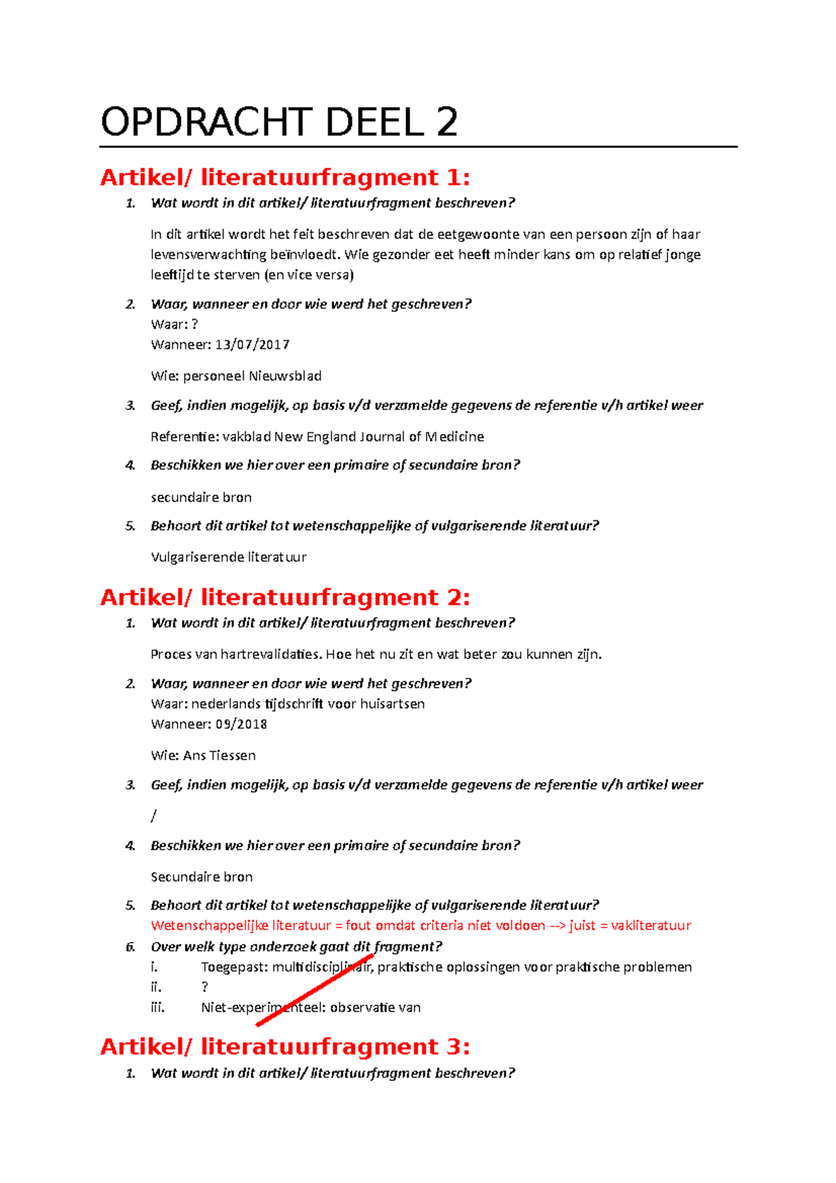 Intro Wetenschappelijk Onderzoek - Opdracht - OPDRACHT DEEL 2 Artikel ...