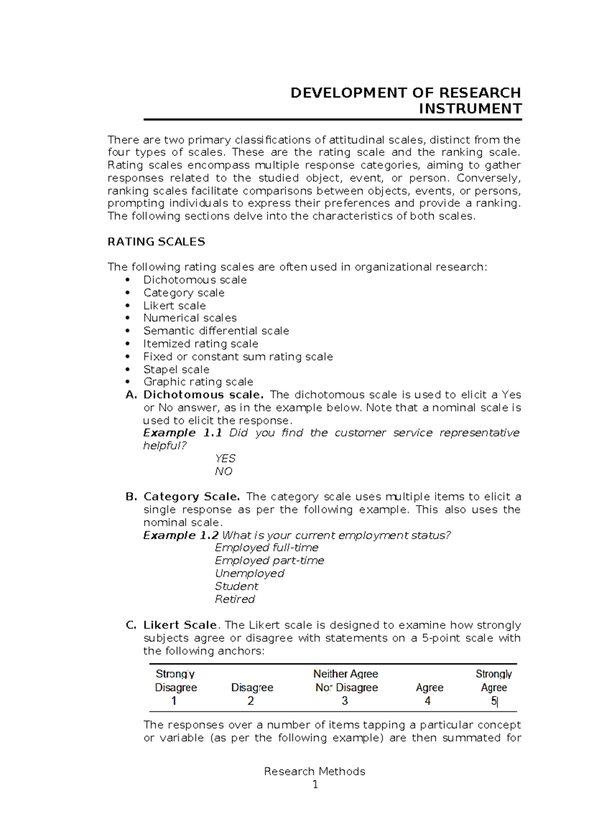 Development of Research Instrument - DEVELOPMENT OF RESEARCH INSTRUMENT ...