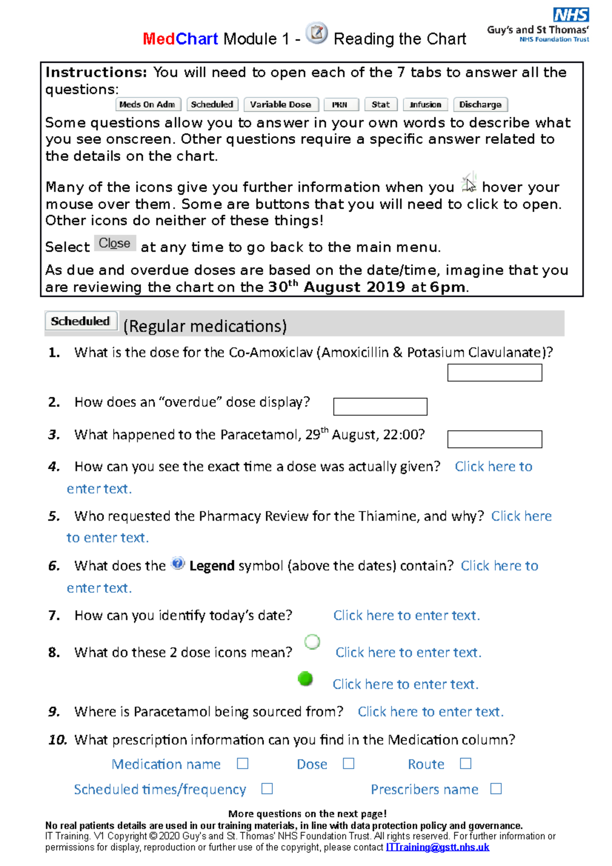 Med Chart Reading the Record Worksheet (electronic) 2 - MedChart Module ...