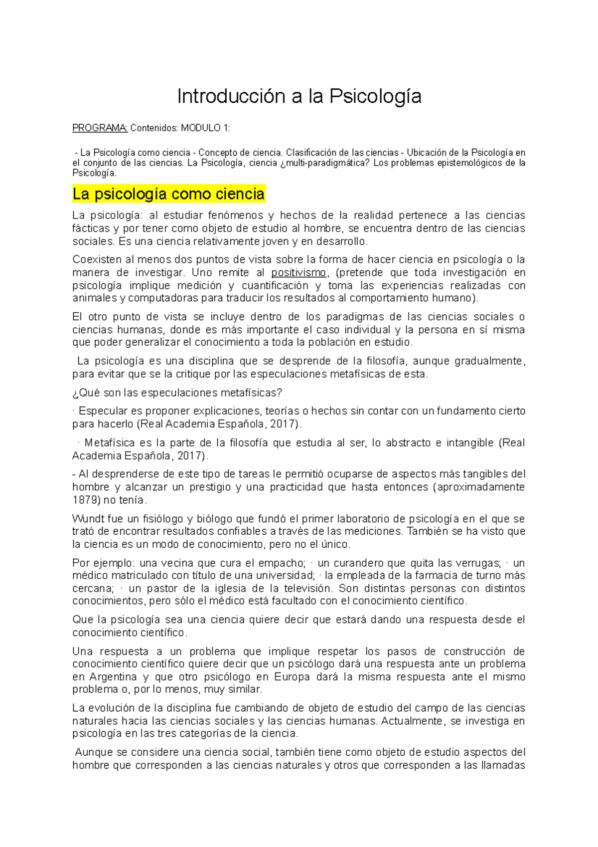 Introduccion A LA Psicologia Toda la materia - Introducción a la ...