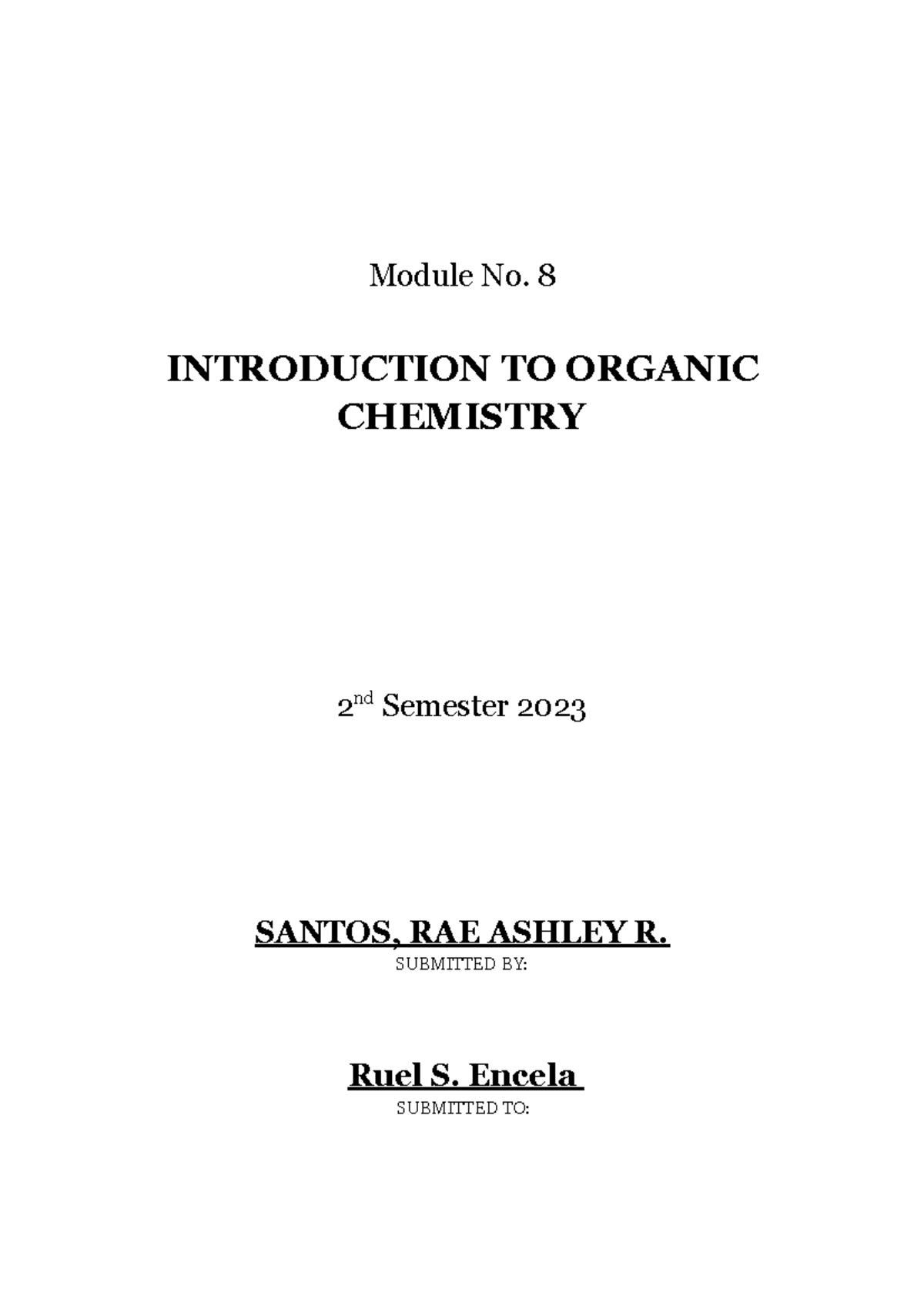 ADGE MOd 8 - module - Module No. 8 INTRODUCTION TO ORGANIC CHEMISTRY 2 ...