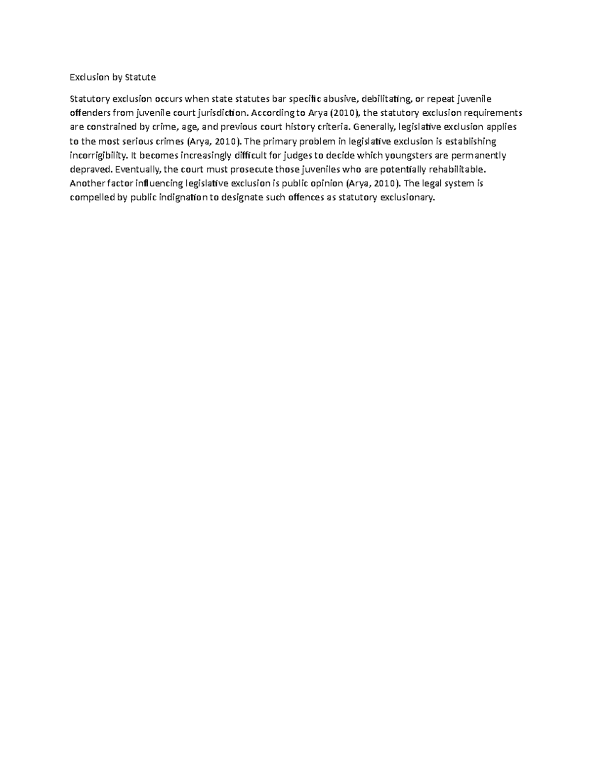 Free Writing Essay Sample by a High School Student - Exclusion by ...