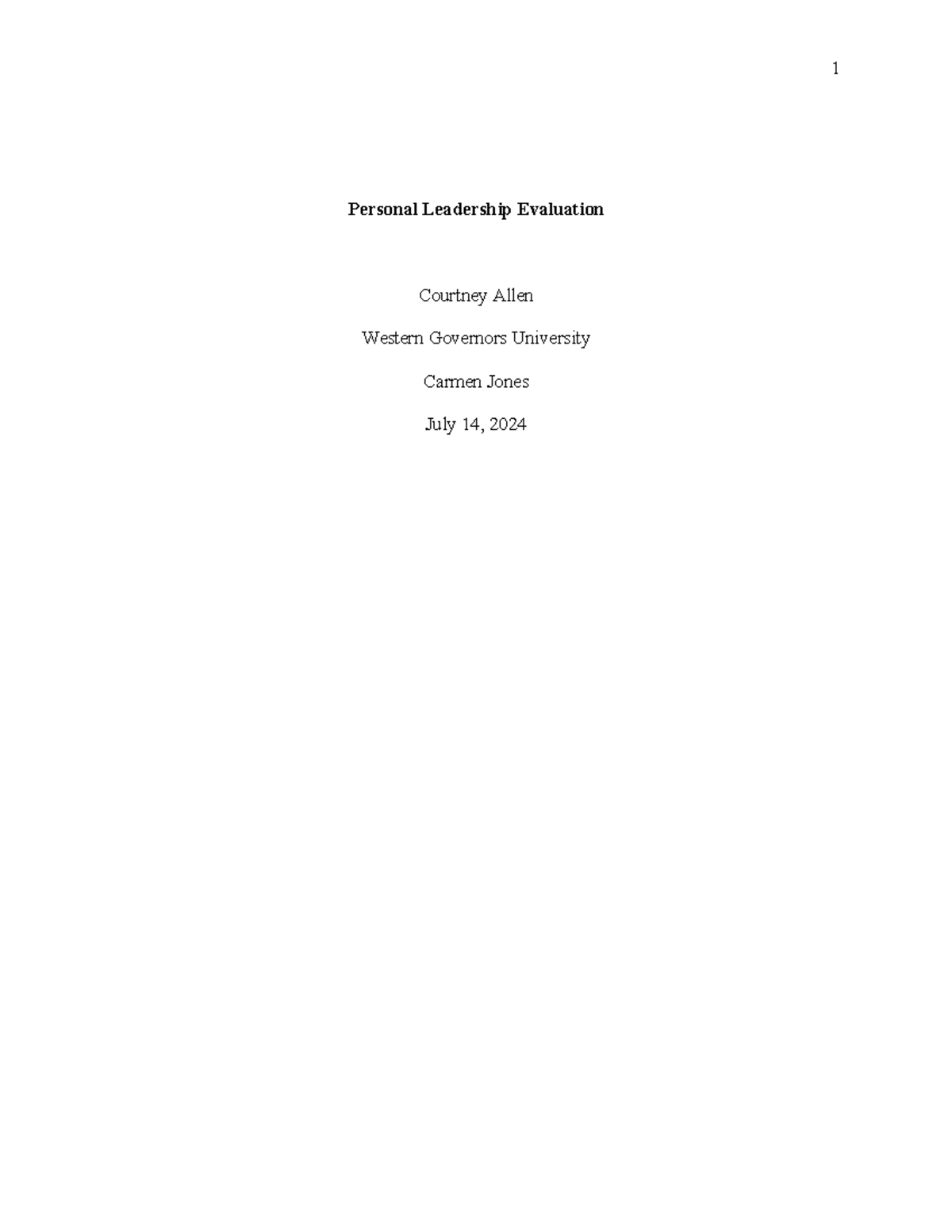 Task 1 C200 Allen - Task 1 passed on first time. - Personal Leadership ...