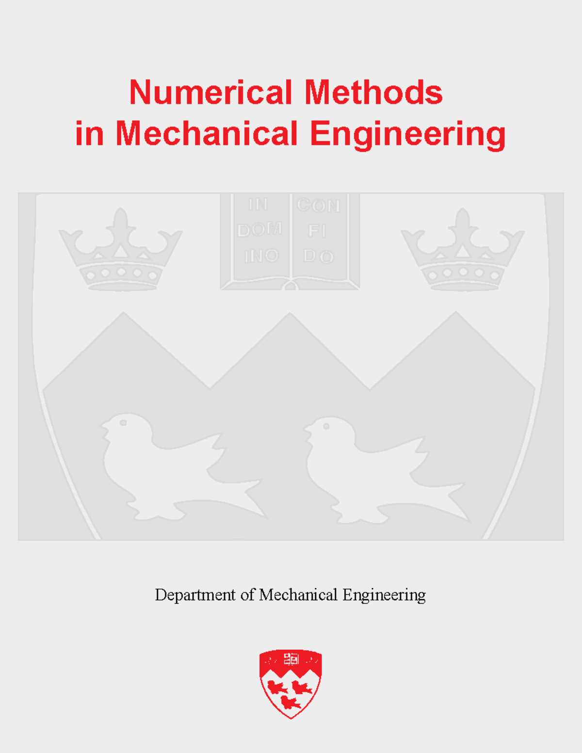MECH309 Course Notes - Department of Mechanical Engineering Numerical ...
