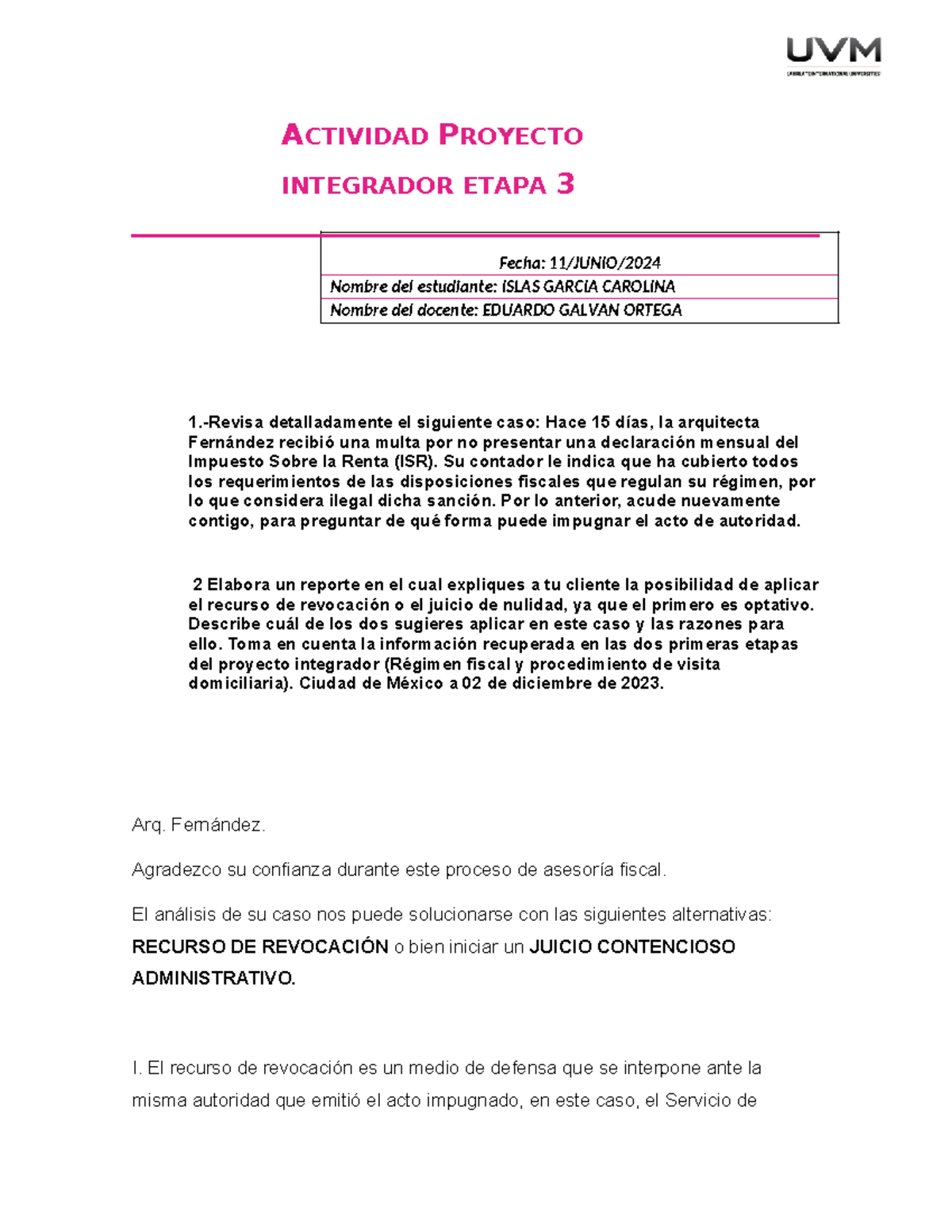 Actividad Proyecto Integrador Etapa 3 - ACTIVIDAD PROYECTO INTEGRADOR ETAPA 3 Fecha: 11/JUNIO ...