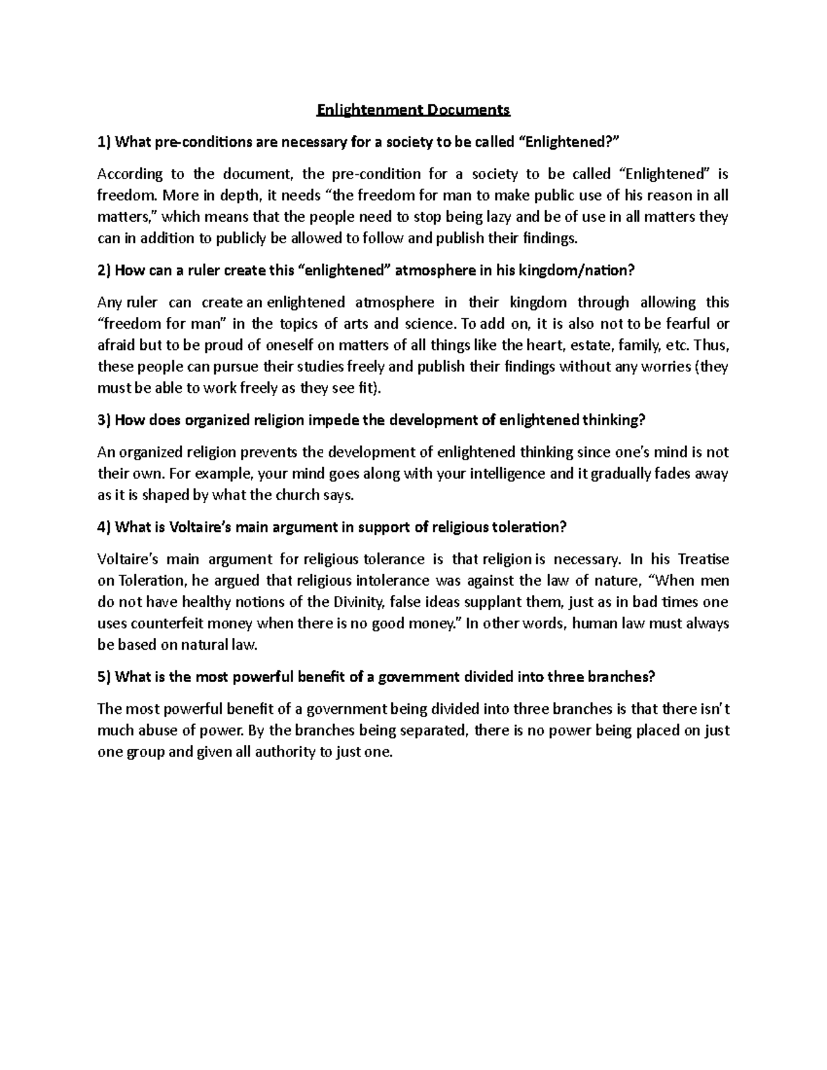 Enlightenment Documents - Enlightenment Documents What pre-conditions ...