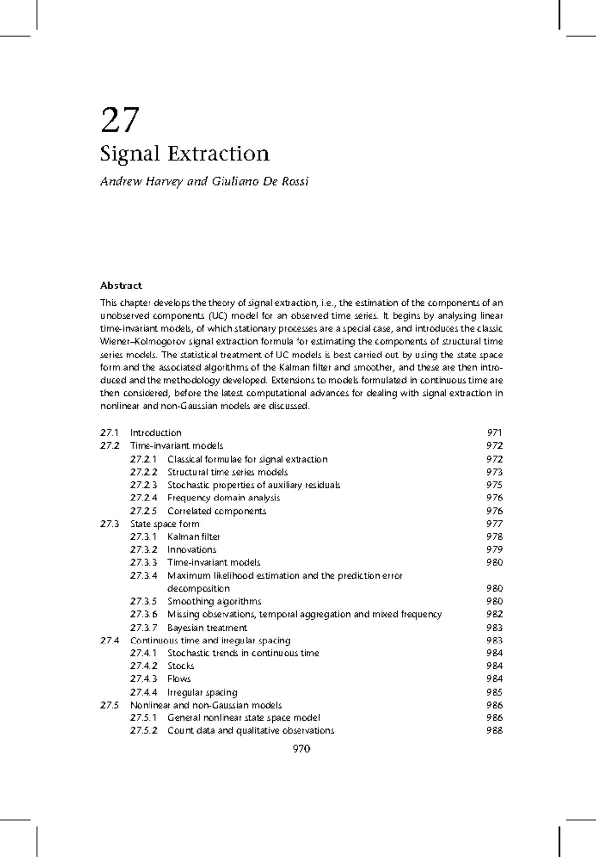 27 Metrics Chap27 Signal Processing 27 Signal Extraction Andrew Harvey And Giuliano De Rossi