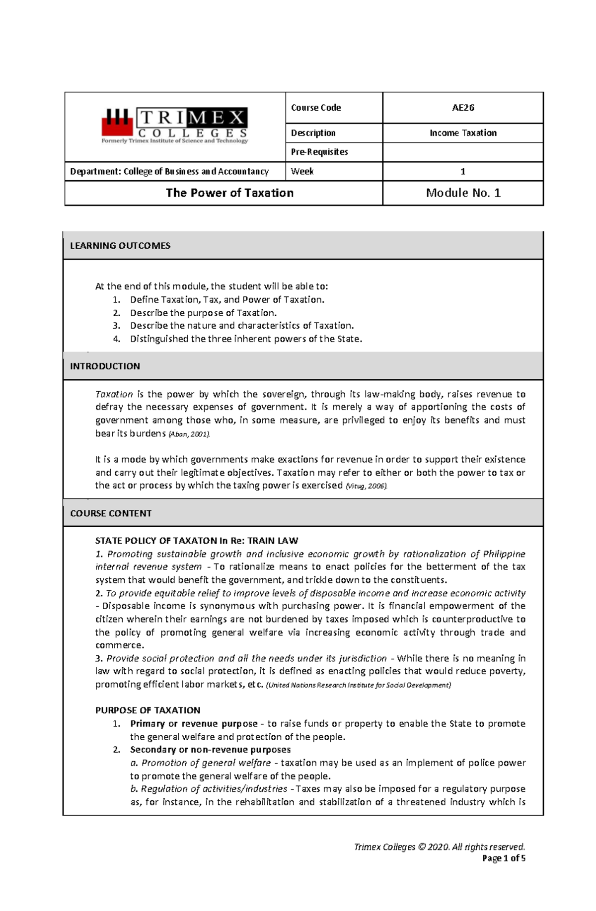 Module-1-AE26 - Trimex Colleges © 2020. All rights reserved. Course ...