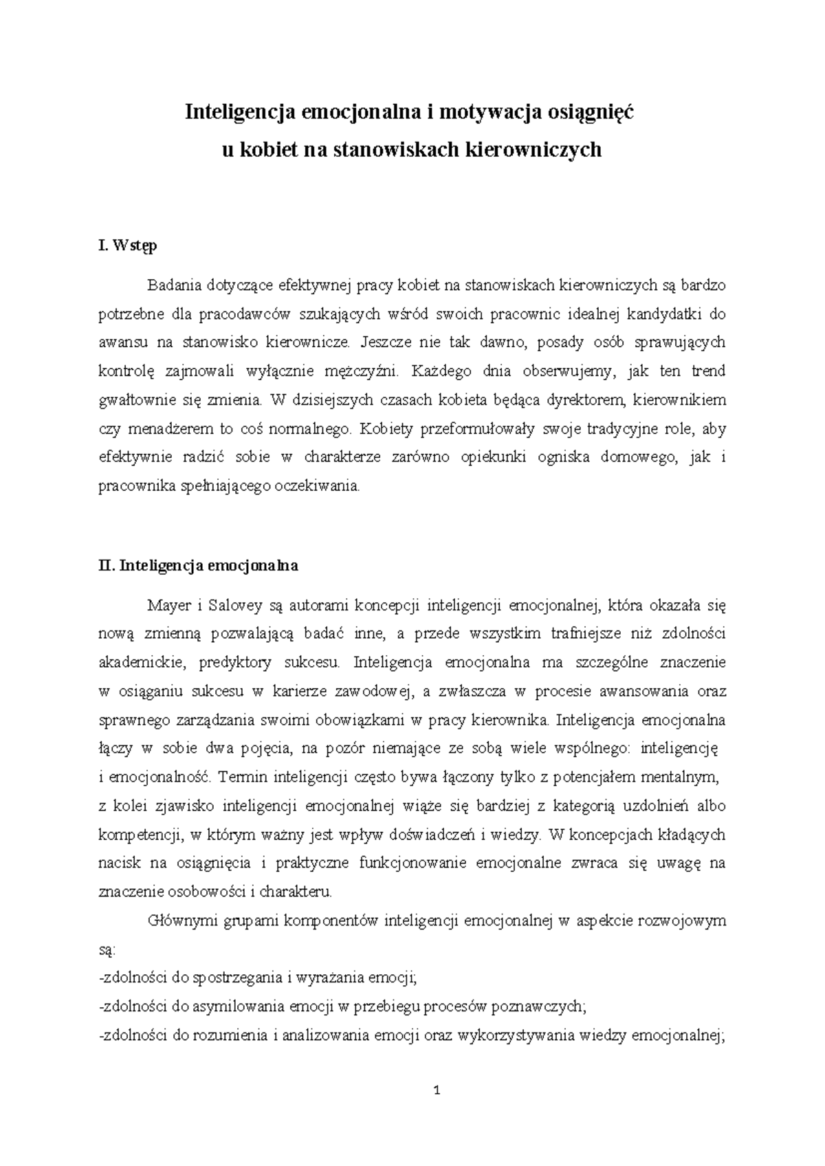 Referat Word - praca zaliczeniowa z emocji i motywacji na temat rozwoju ...