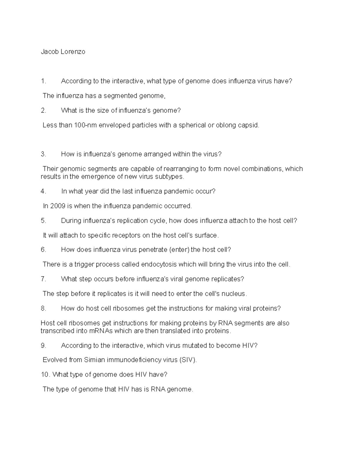 Virus explorer - Assignment - Jacob Lorenzo According to the ...