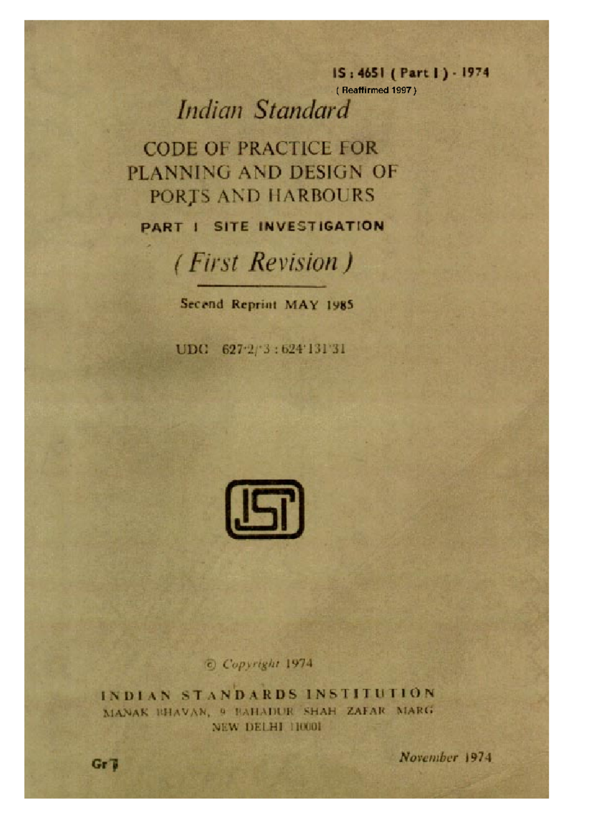 IS 4651(1997)-1 Site Investigation - ( Reaffirmed 1997 ) Indian ...