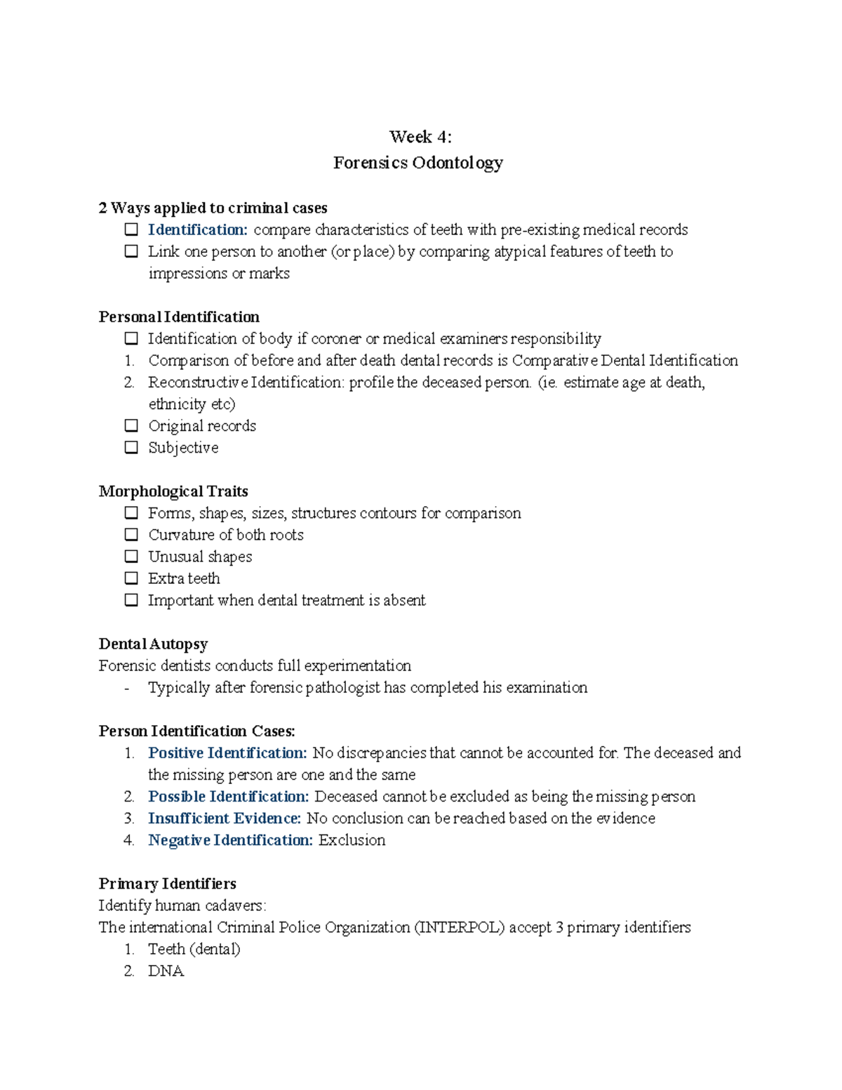 Week 4 Odontology & Pathology - Week 4: Forensics Odontology 2 Ways ...