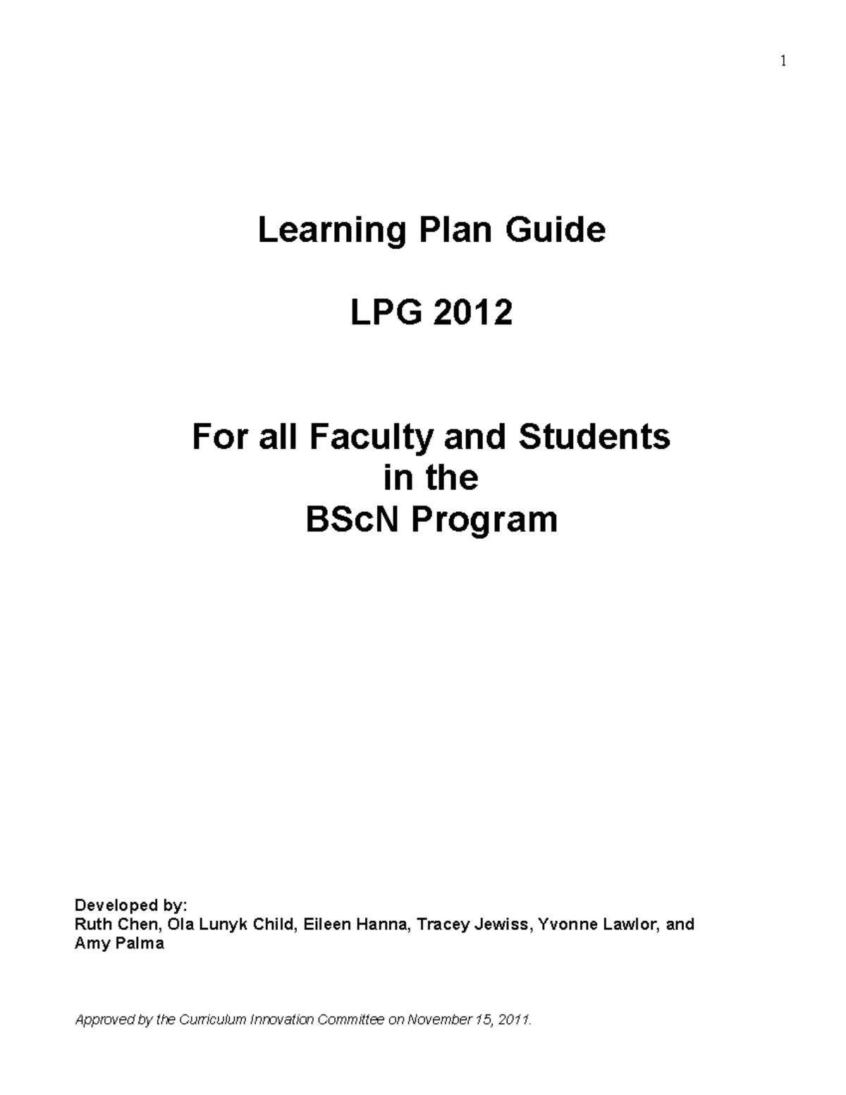 Learning Plan Guide 1 - Learning Plan Guide LPG 2012 For all Faculty ...